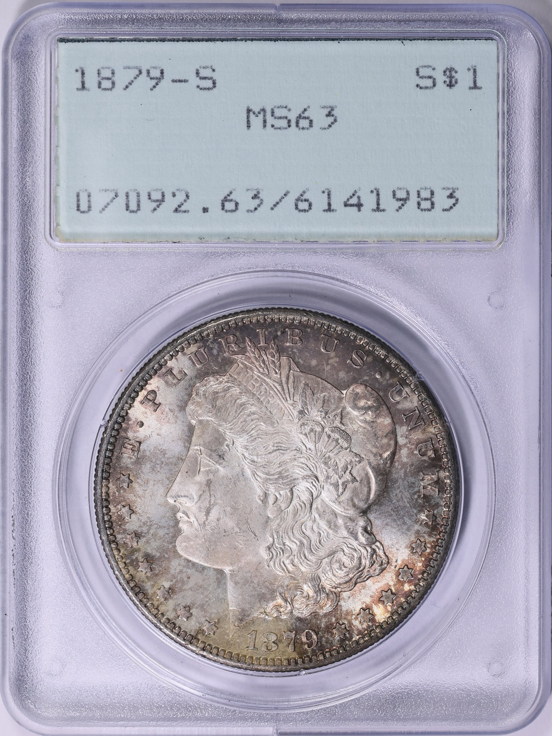 1879-S Morgan Silver Dollar PCGS MS-63 OGH (1st Gen) (Item 1782842) | GreatCollections Coin Auctions