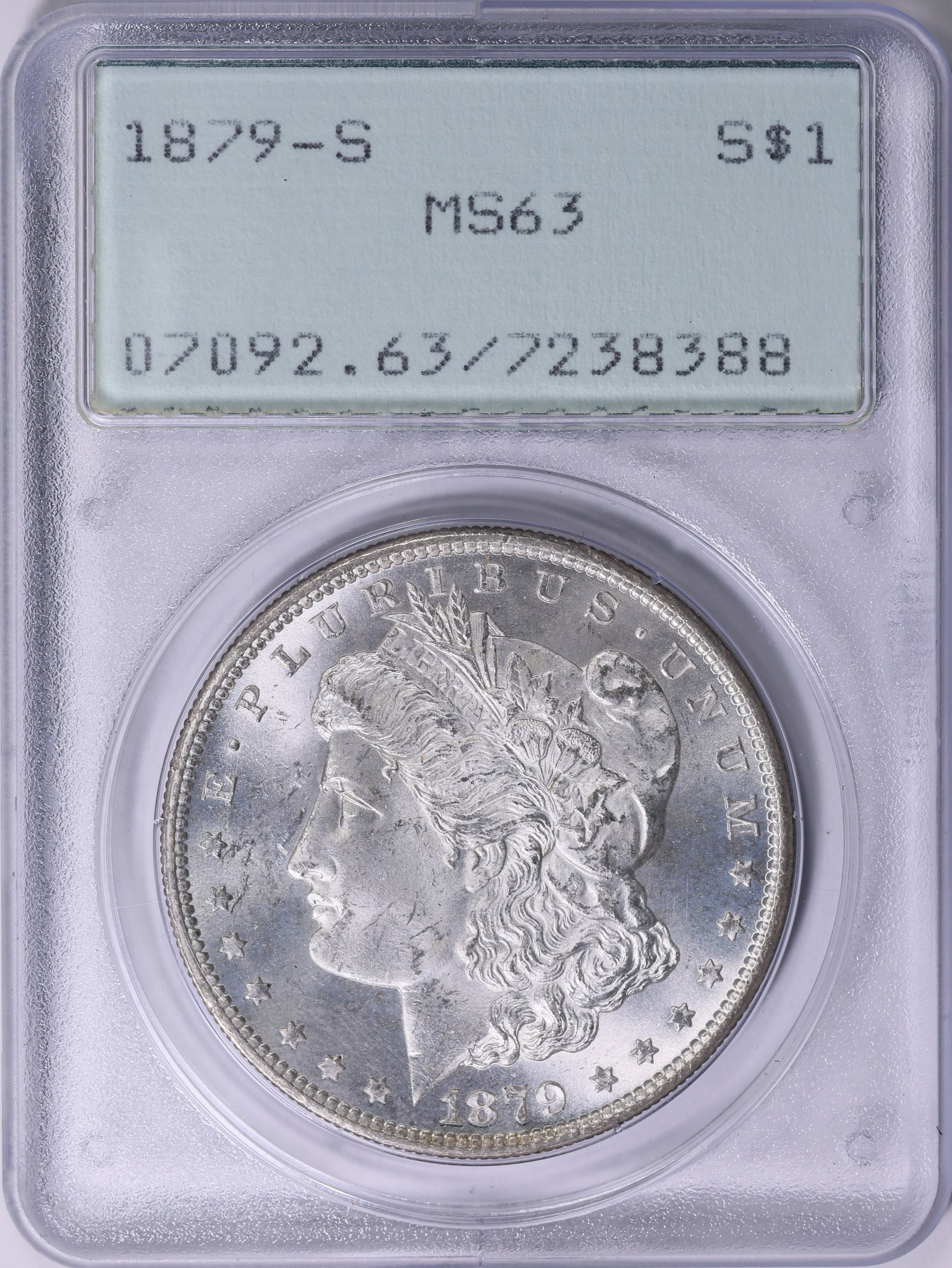 1879-S Morgan Silver Dollar PCGS MS-63 OGH (1st Gen) (Item 1782866) | GreatCollections Coin Auctions