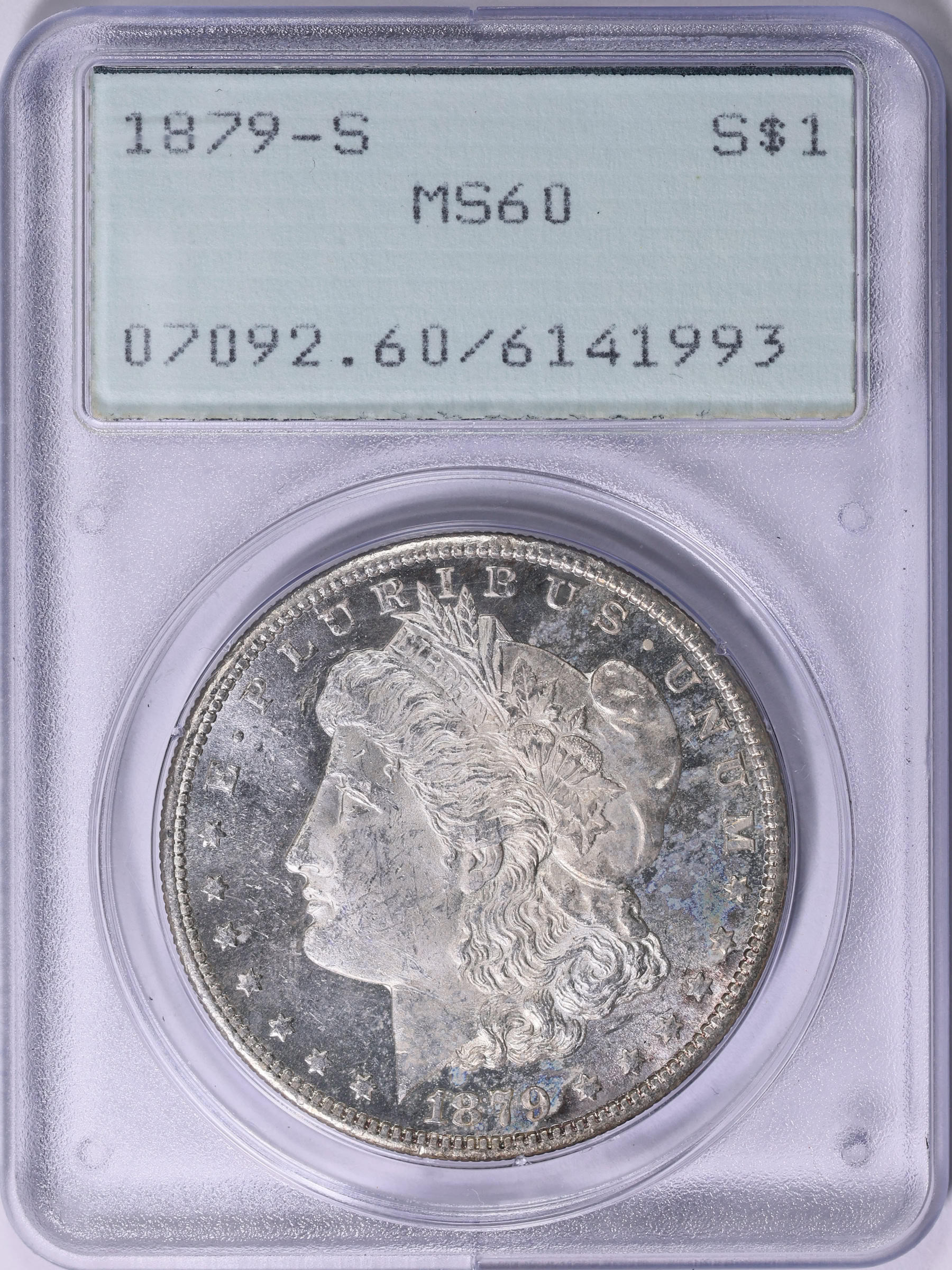 1879-S Morgan Silver Dollar PCGS MS-60 OGH (1st Gen) (Item 1782869) | GreatCollections Coin Auctions