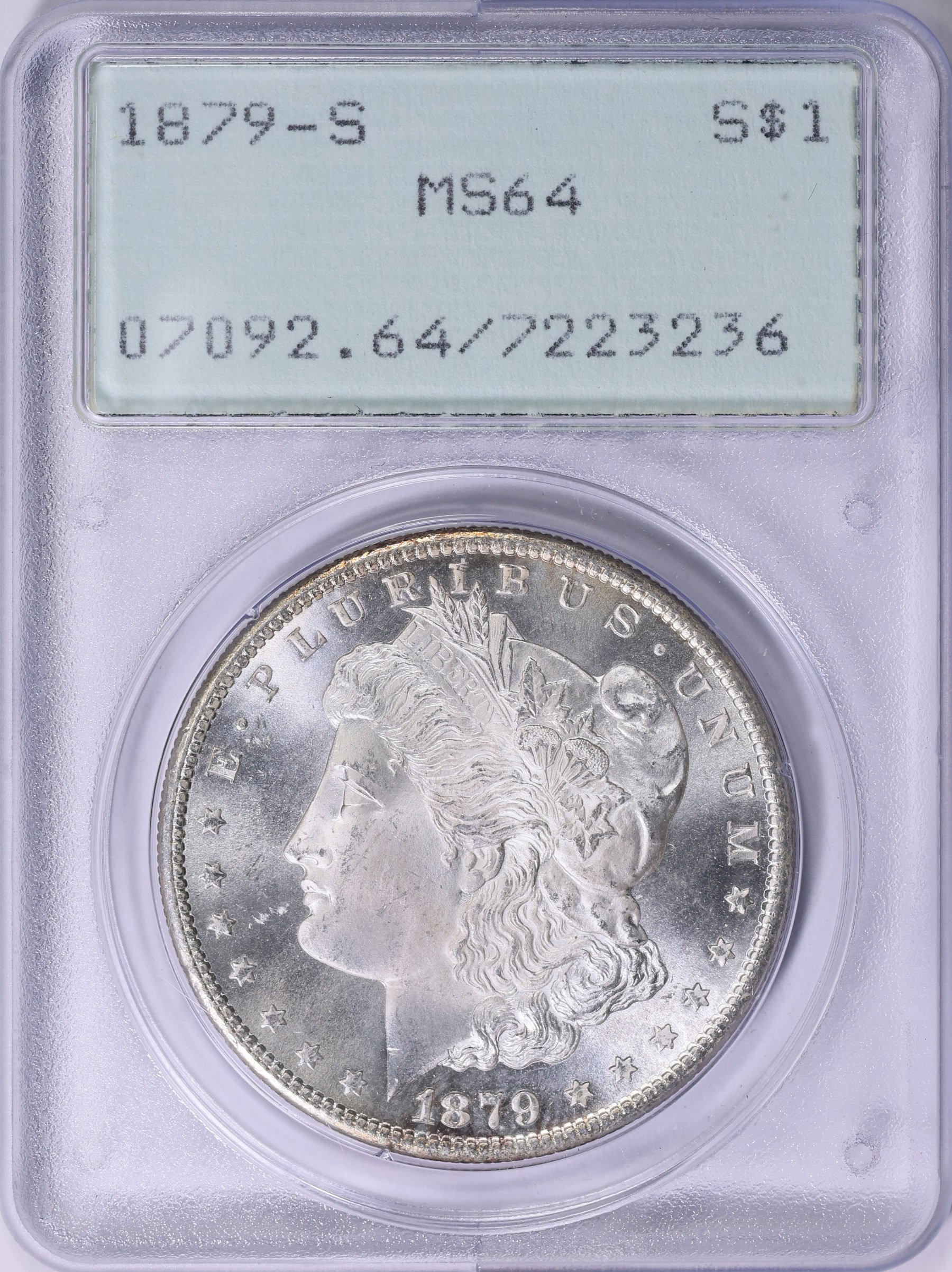 1879-S Morgan Silver Dollar PCGS MS-64 OGH (1st Gen) (Item 1782872) | GreatCollections Coin Auctions