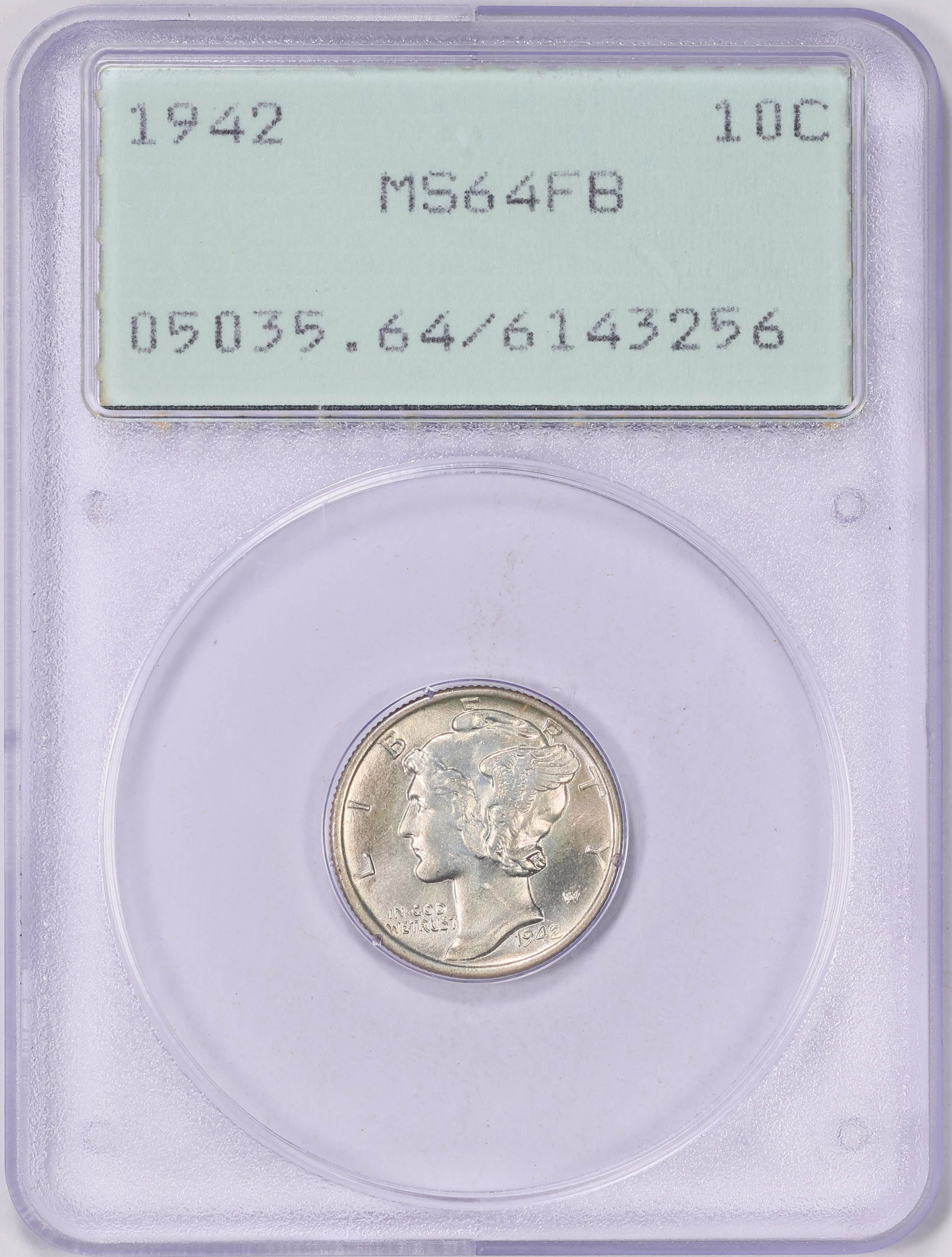1942 Mercury Dime PCGS MS-64 FB OGH (1st Gen) (Item 1782895) | GreatCollections Coin Auctions
