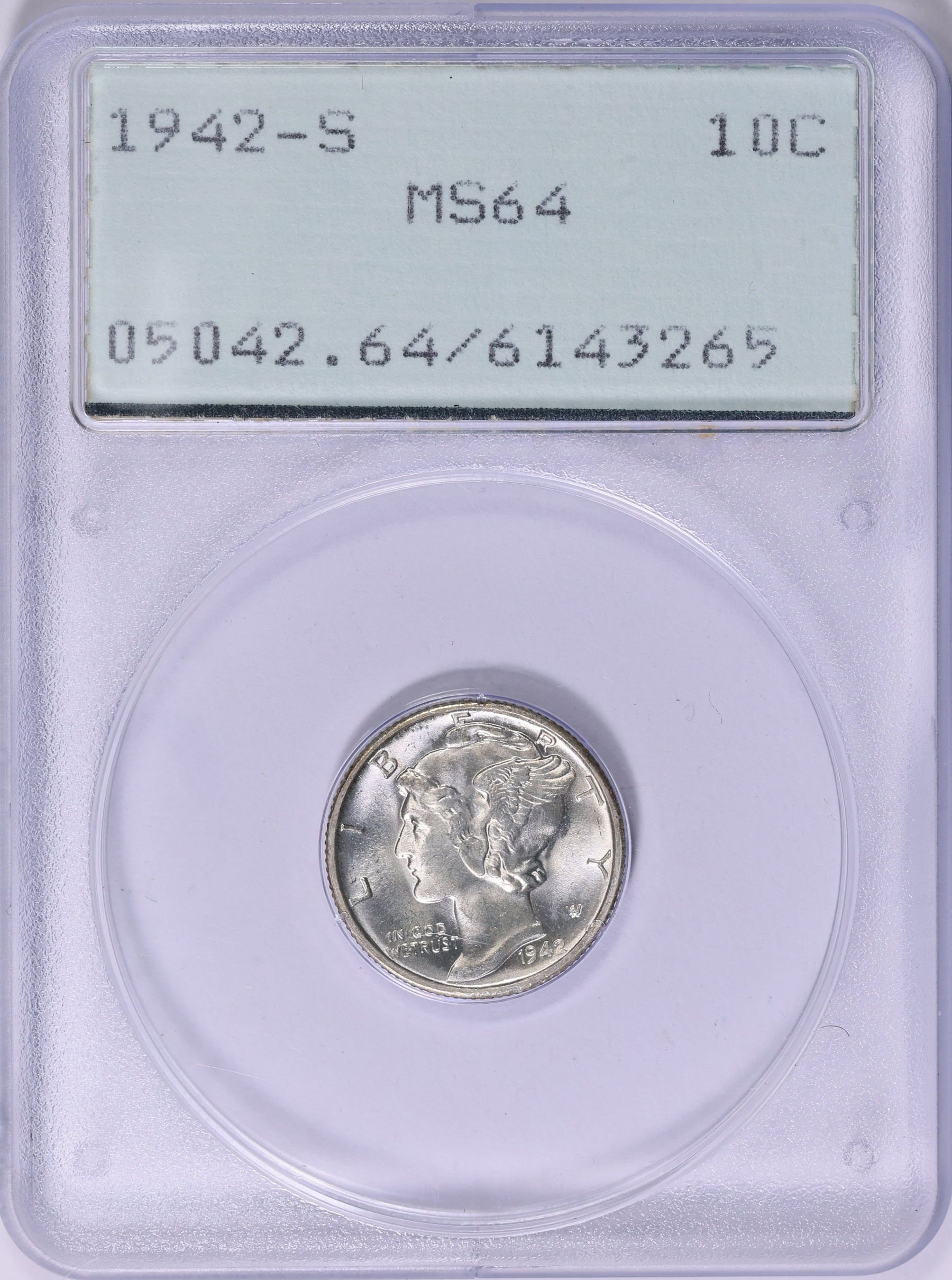 1942-S Mercury Dime PCGS MS-64 OGH (1st Gen) (Item 1782904) | GreatCollections Coin Auctions