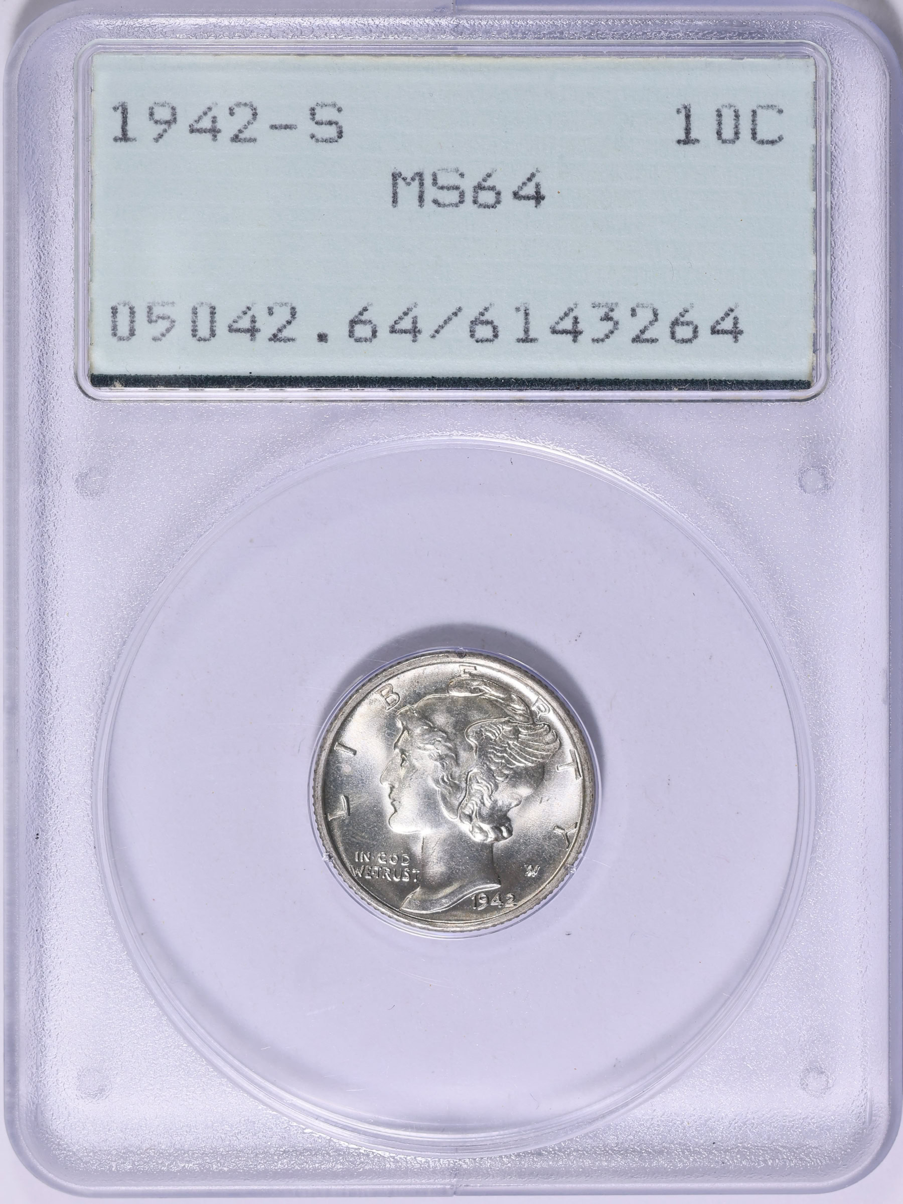 1942-S Mercury Dime PCGS MS-64 OGH (1st Gen) (Item 1782905) | GreatCollections Coin Auctions