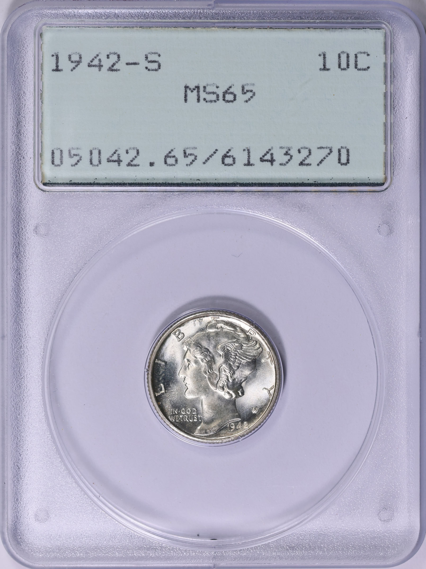 1942-S Mercury Dime PCGS MS-65 OGH (1st Gen) (Item 1782907) | GreatCollections Coin Auctions