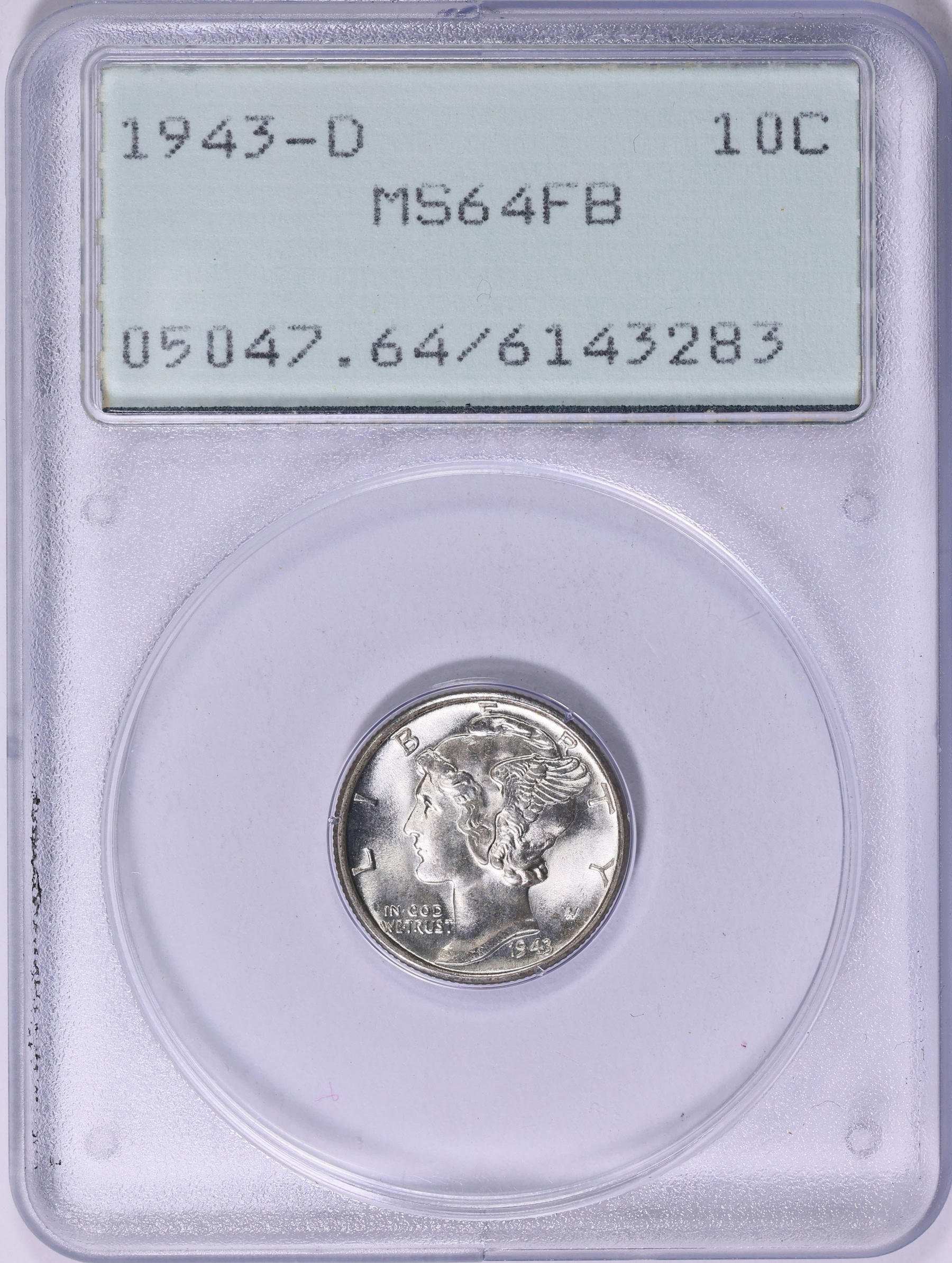 1943-D Mercury Dime PCGS MS-64 FB OGH (1st Gen) (Item 1782920) | GreatCollections Coin Auctions