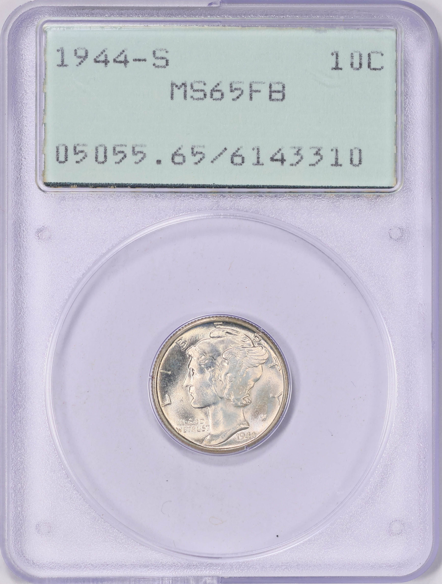 1944-S Mercury Dime PCGS MS-65 FB OGH (1st Gen) (Item 1782931) | GreatCollections Coin Auctions
