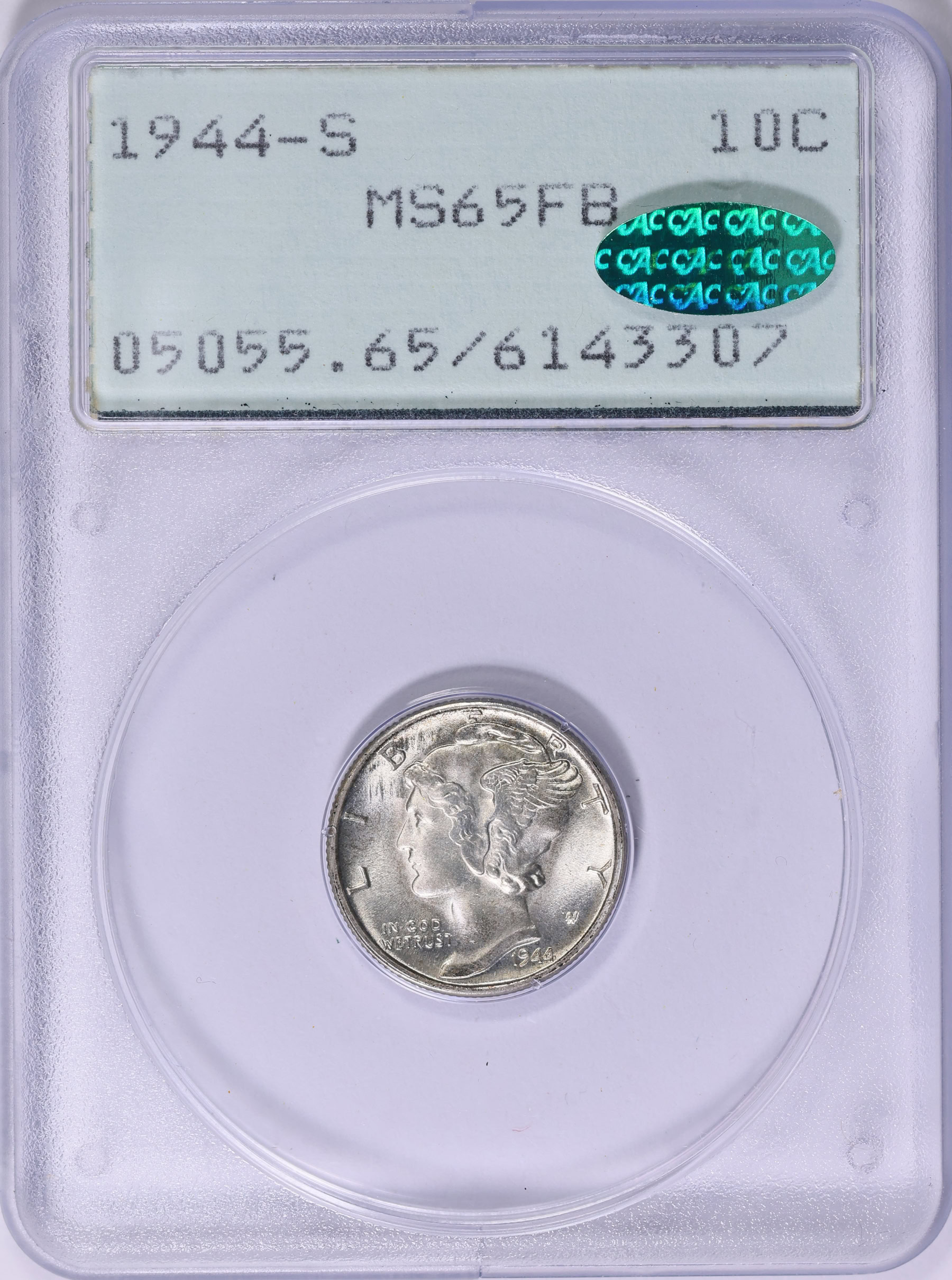 1944-S Mercury Dime PCGS MS-65 FB (CAC Green) OGH (1st Gen) (Item 1782932) | GreatCollections ...