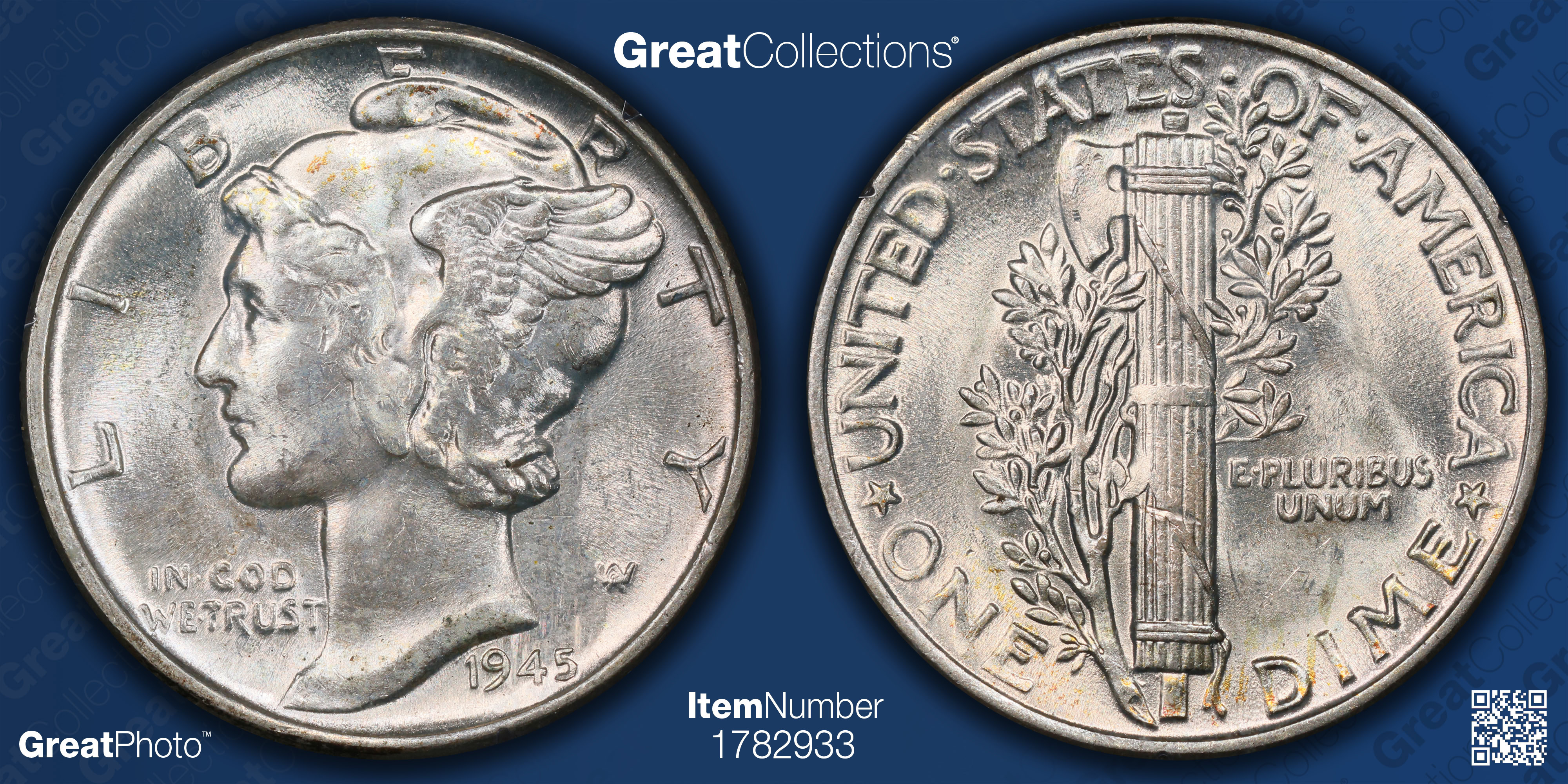 1945 Mercury Dime PCGS MS-63 OGH (1st Gen) (Item 1782933 ...