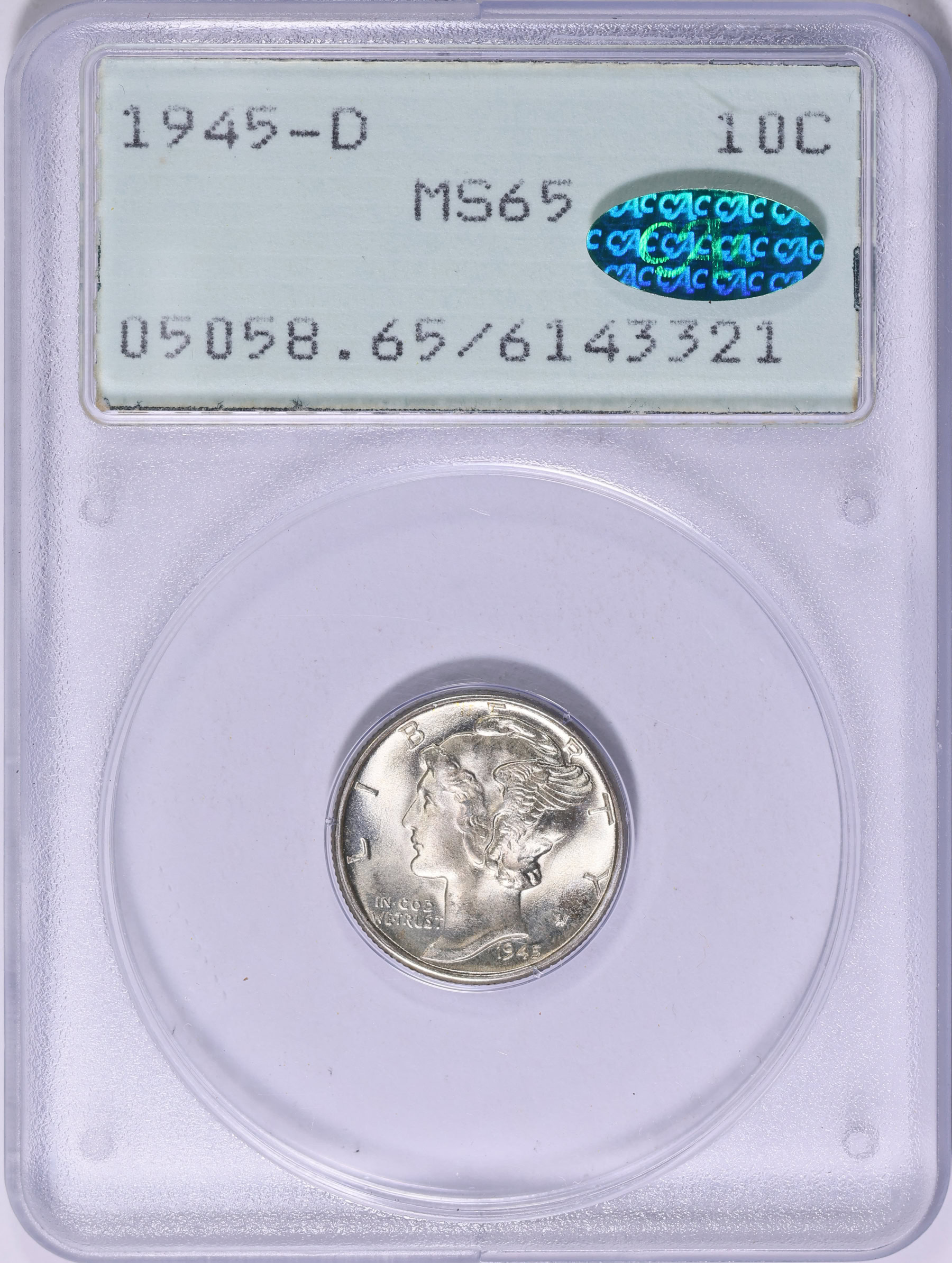 1945-D Mercury Dime PCGS MS-65 (CAC Green) OGH (1st Gen) (Item 1782943) | GreatCollections Coin ...