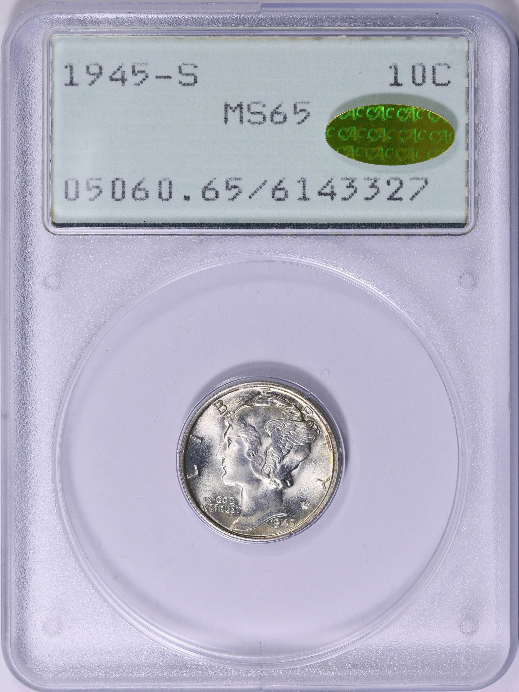 1945-S Mercury Dime PCGS MS-65 (CAC Gold) OGH (1st Gen) (Item 1782949) | GreatCollections Coin ...