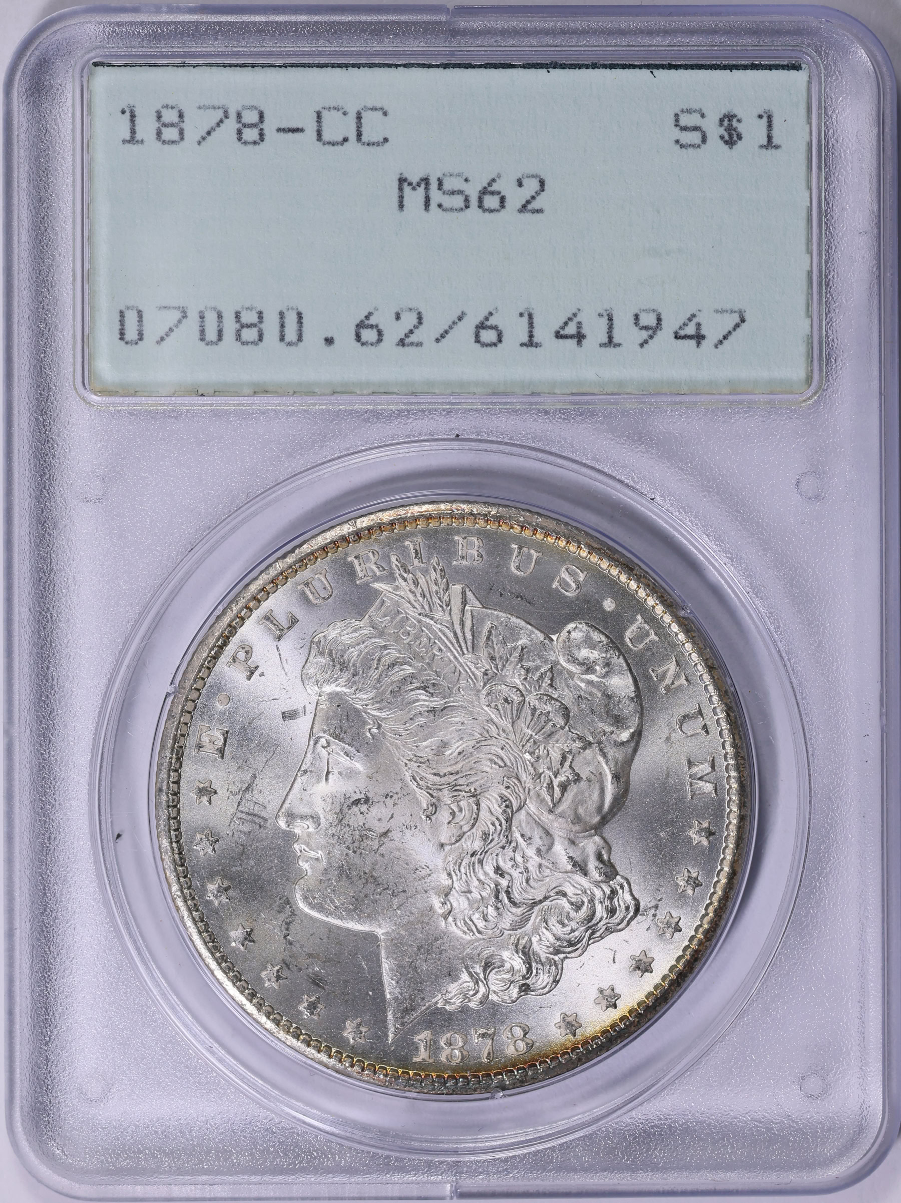 1878-CC Morgan Silver Dollar PCGS MS-62 OGH (1st Gen) (Toned) (Item 1782991) | GreatCollections ...