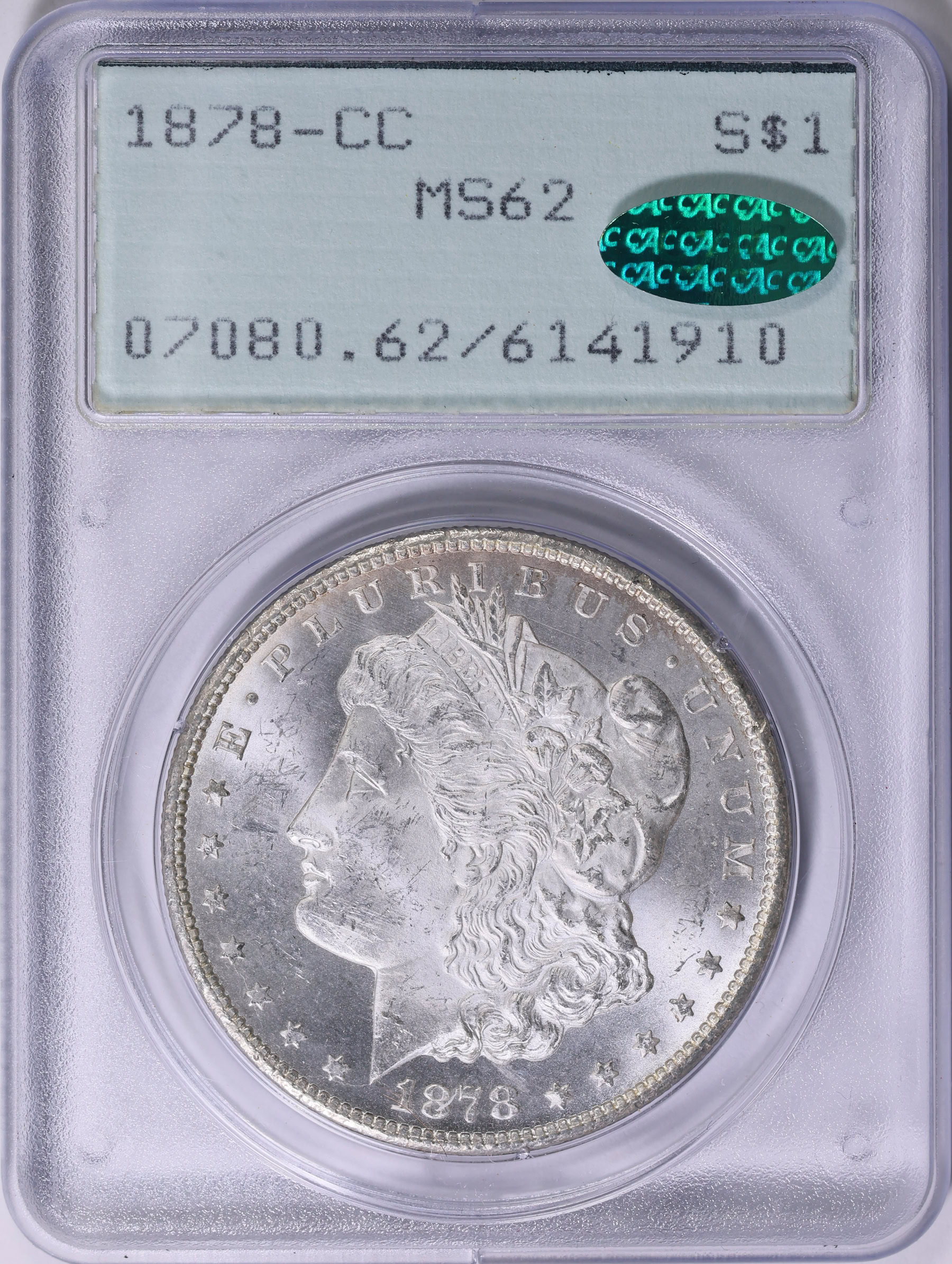 1878-CC Morgan Silver Dollar PCGS MS-62 (CAC Green) OGH (1st Gen) (Item 1782999 ...