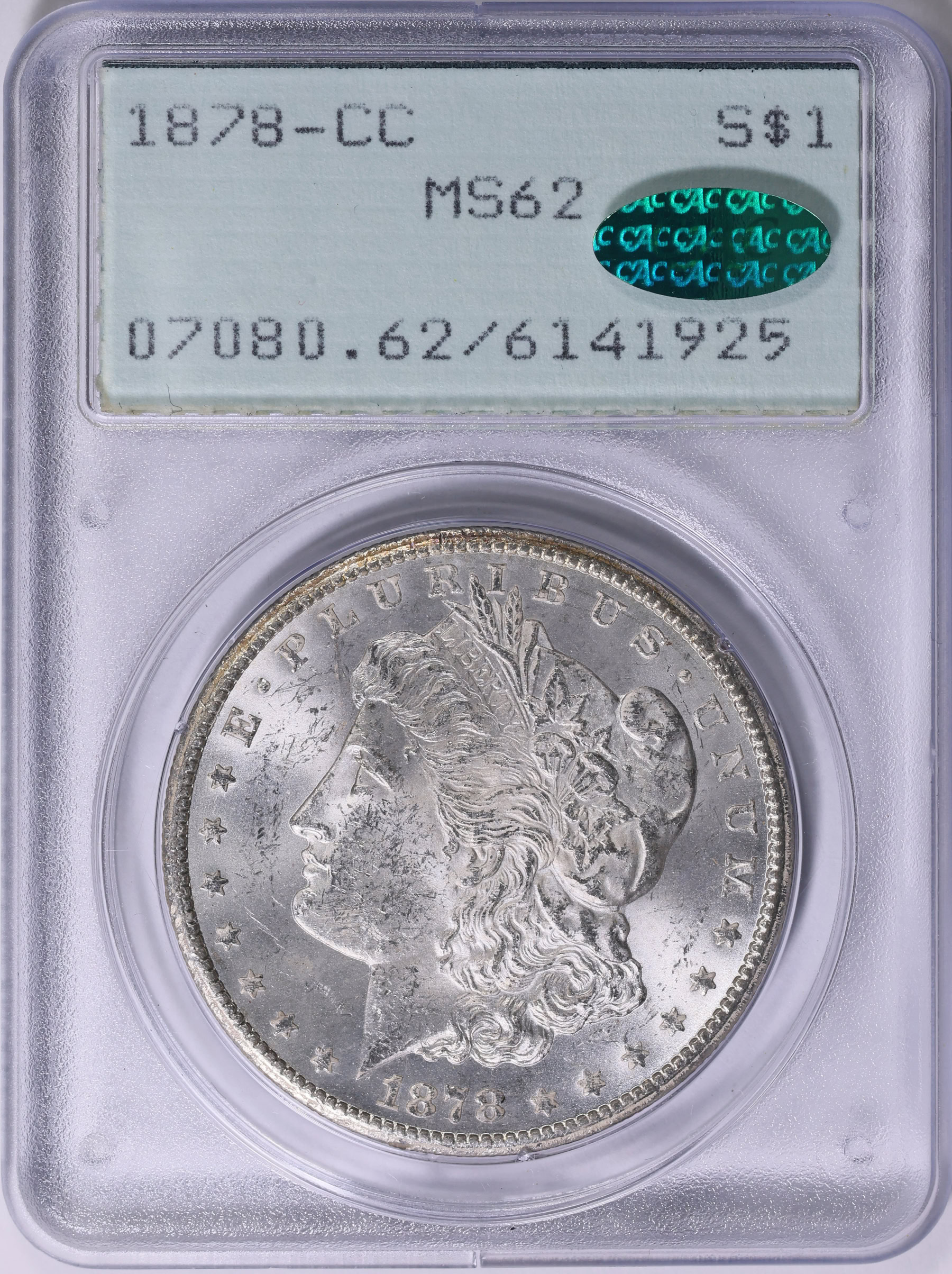 1878-CC Morgan Silver Dollar PCGS MS-62 (CAC Green) OGH (1st Gen) (Item 1783006 ...