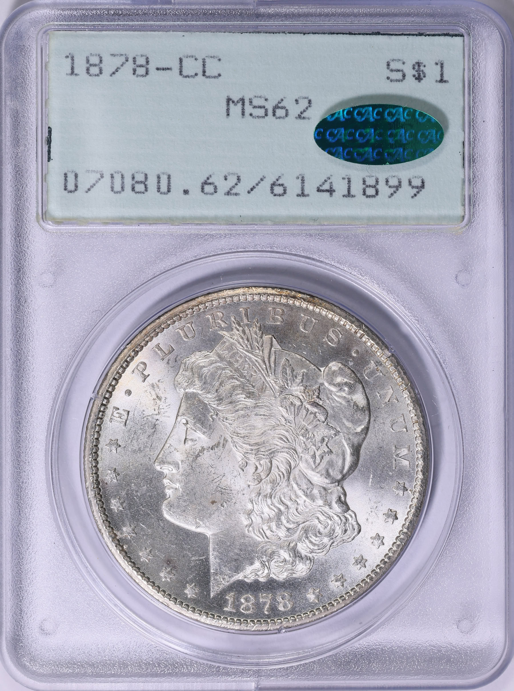 1878-CC Morgan Silver Dollar PCGS MS-62 (CAC Green) OGH (1st Gen) (Item 1783011 ...