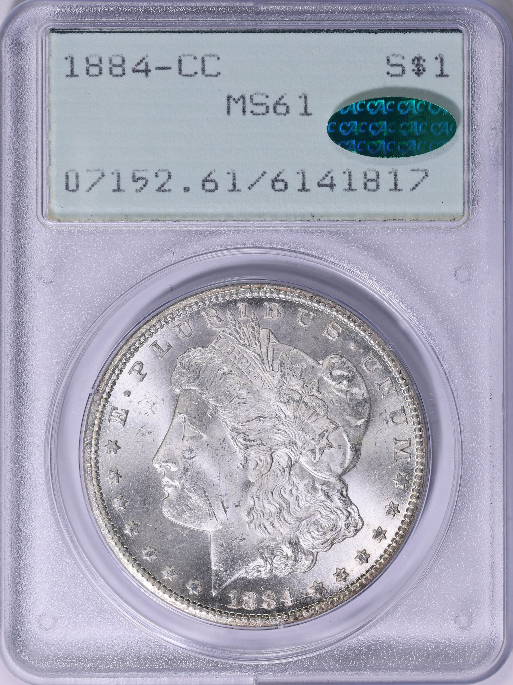 1884-CC Morgan Silver Dollar PCGS MS-61 (CAC Green) OGH (1st Gen) (Item 1783026 ...