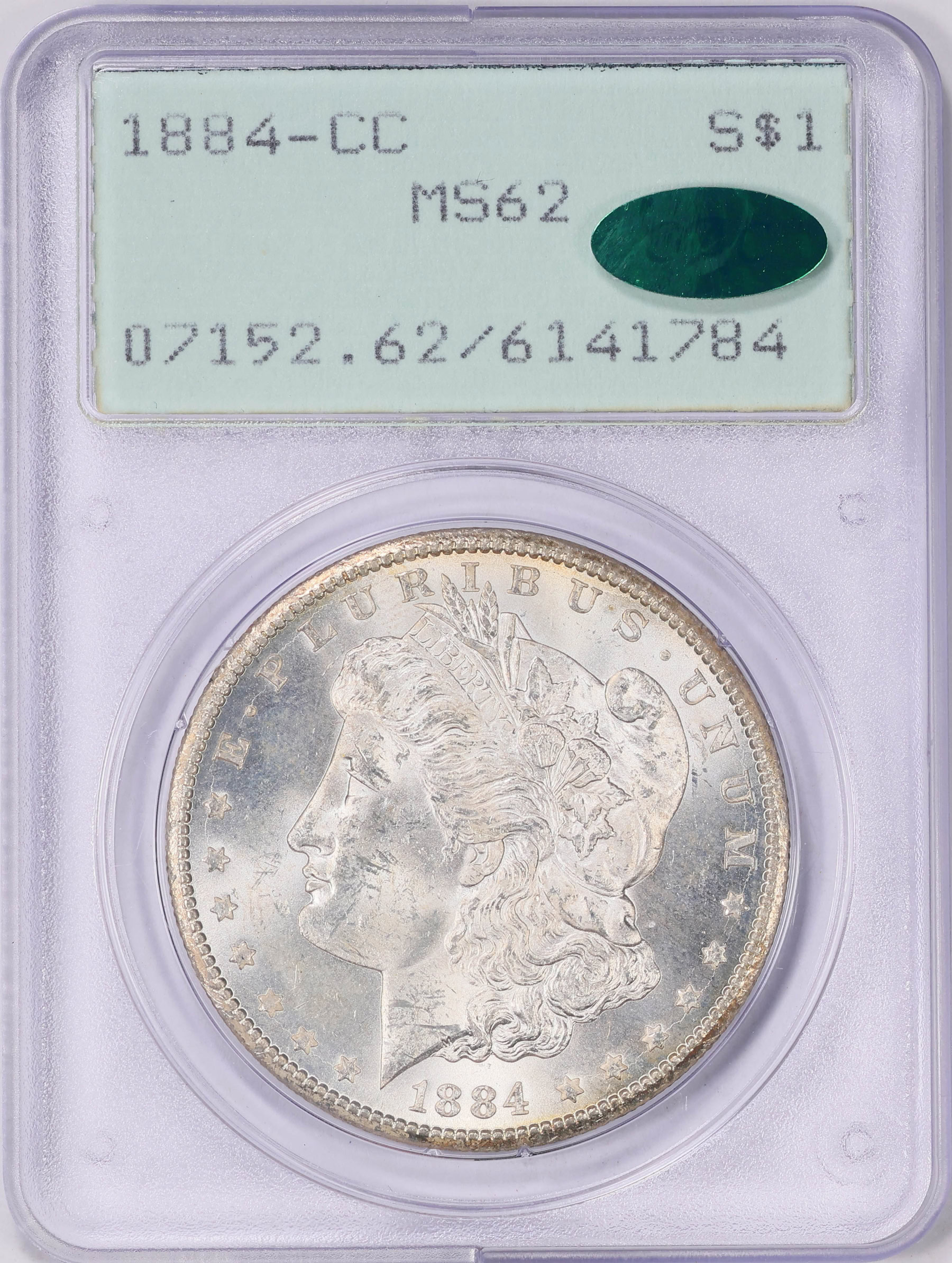 1884-CC Morgan Silver Dollar PCGS MS-62 (CAC Green) OGH (1st Gen) (Item 1783031 ...