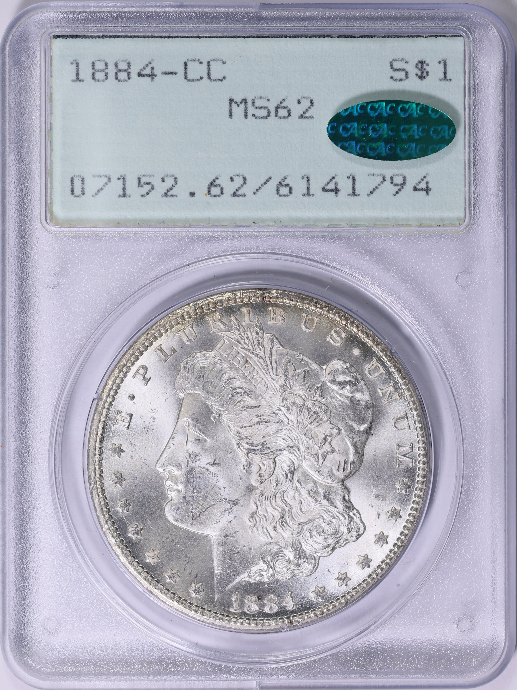 1884-CC Morgan Silver Dollar PCGS MS-62 (CAC Green) OGH (1st Gen) (Item 1783034 ...