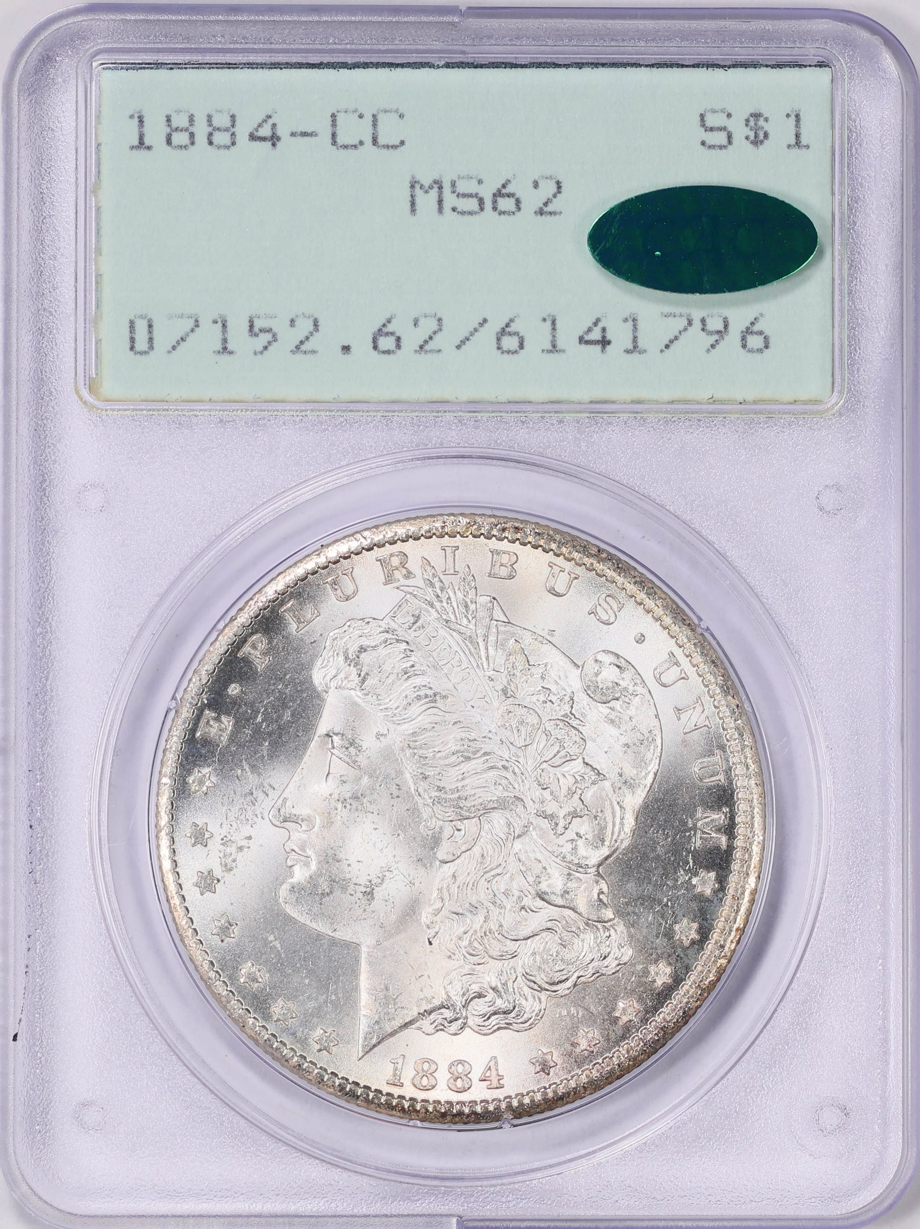 1884-CC Morgan Silver Dollar PCGS MS-62 (CAC Green) OGH (1st Gen) (Item 1783035 ...