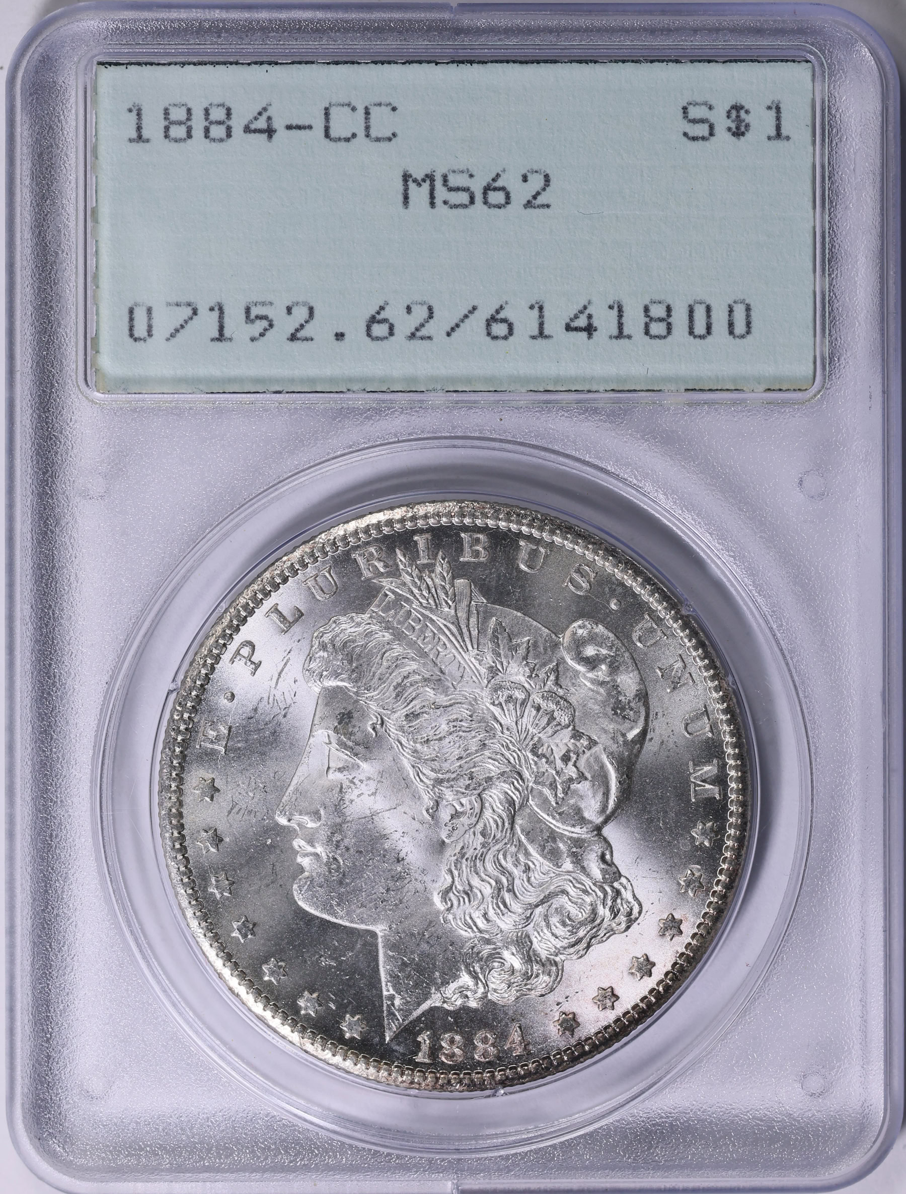 1884-CC Morgan Silver Dollar PCGS MS-62 OGH (1st Gen) (Item 1783036) | GreatCollections Coin ...