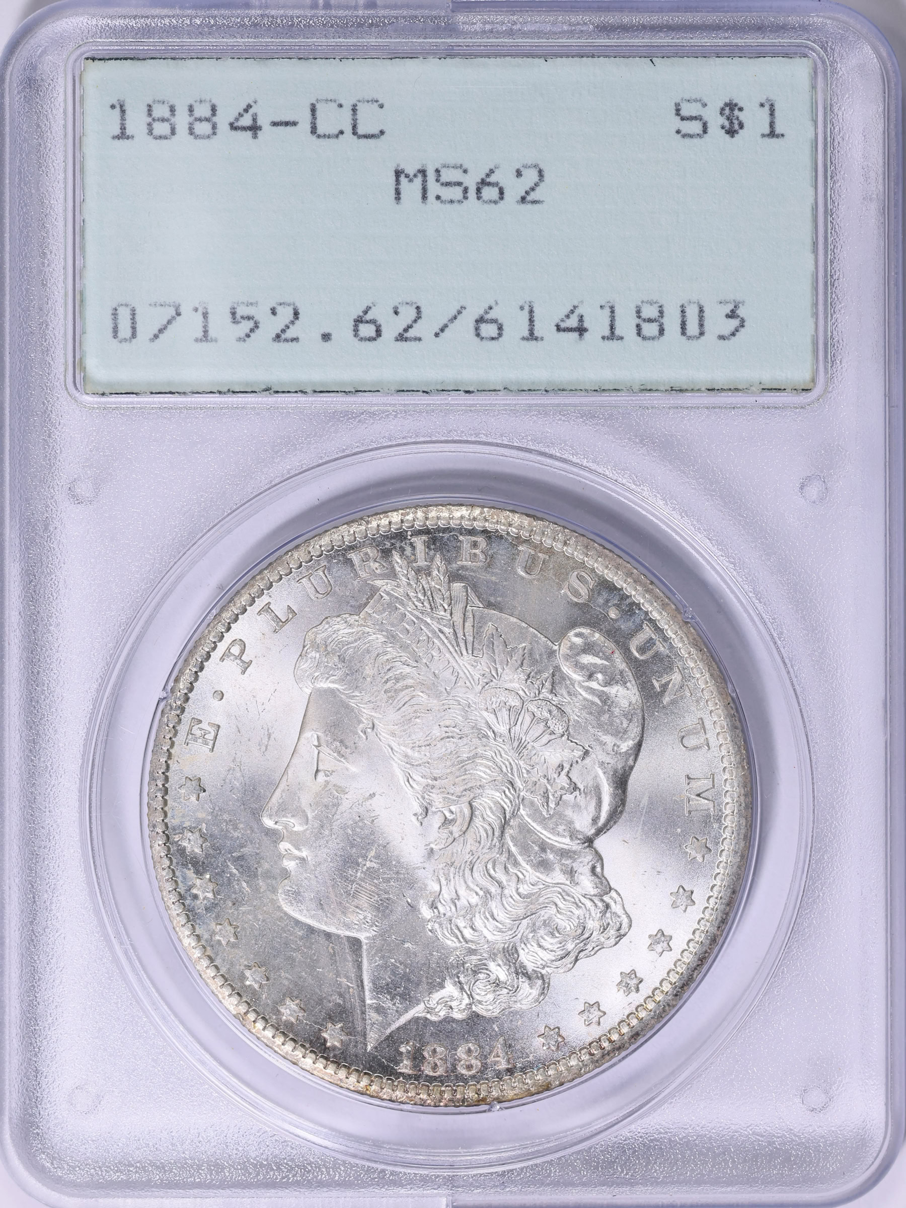 1884-CC Morgan Silver Dollar PCGS MS-62 OGH (1st Gen) (Item 1783038) | GreatCollections Coin ...