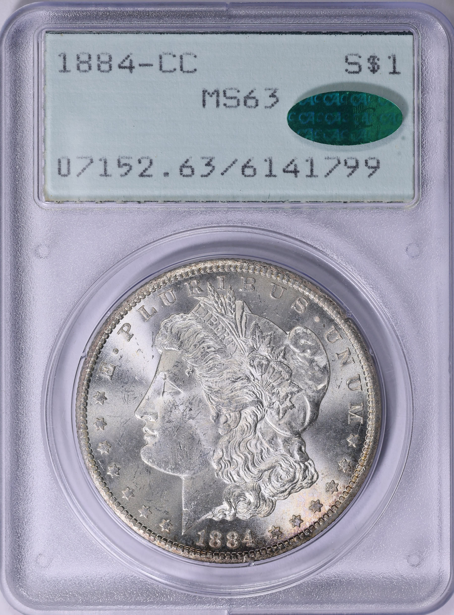 1884-CC Morgan Silver Dollar PCGS MS-63 (CAC Green) OGH (1st Gen) (Item 1783045 ...