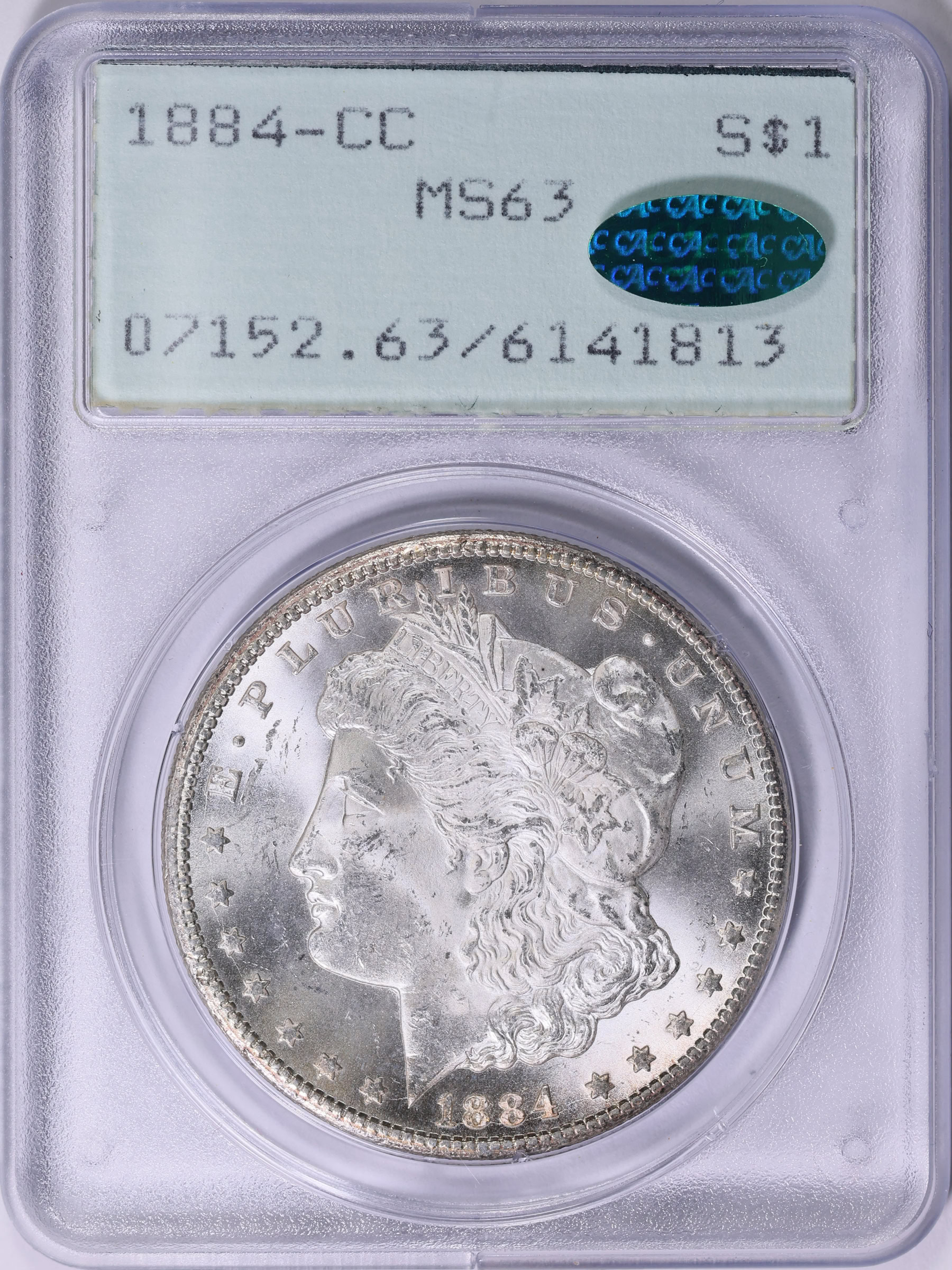 1884-CC Morgan Silver Dollar PCGS MS-63 (CAC Green) OGH (1st Gen) (Item 1783048 ...