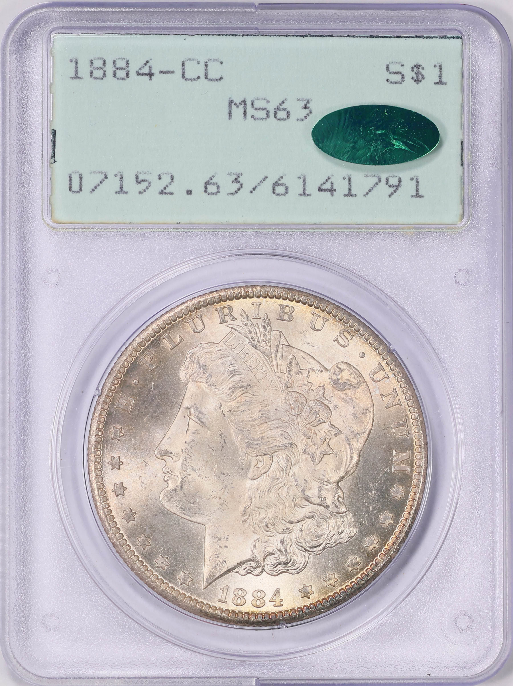 1884-CC Morgan Silver Dollar PCGS MS-63 (CAC Green) OGH (1st Gen) (Item 1783054 ...