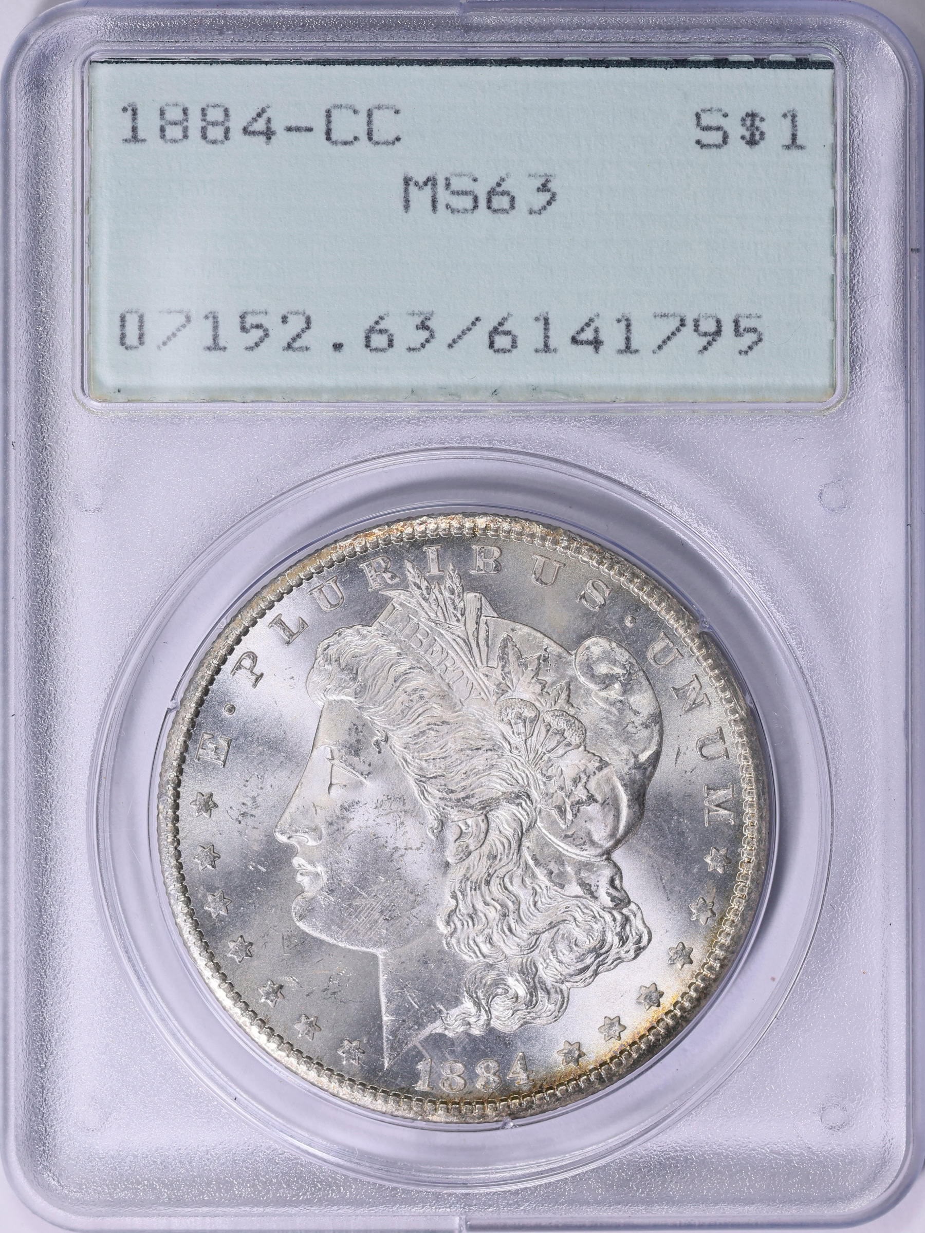 1884-CC Morgan Silver Dollar PCGS MS-63 OGH (1st Gen) (Item 1783055) | GreatCollections Coin ...