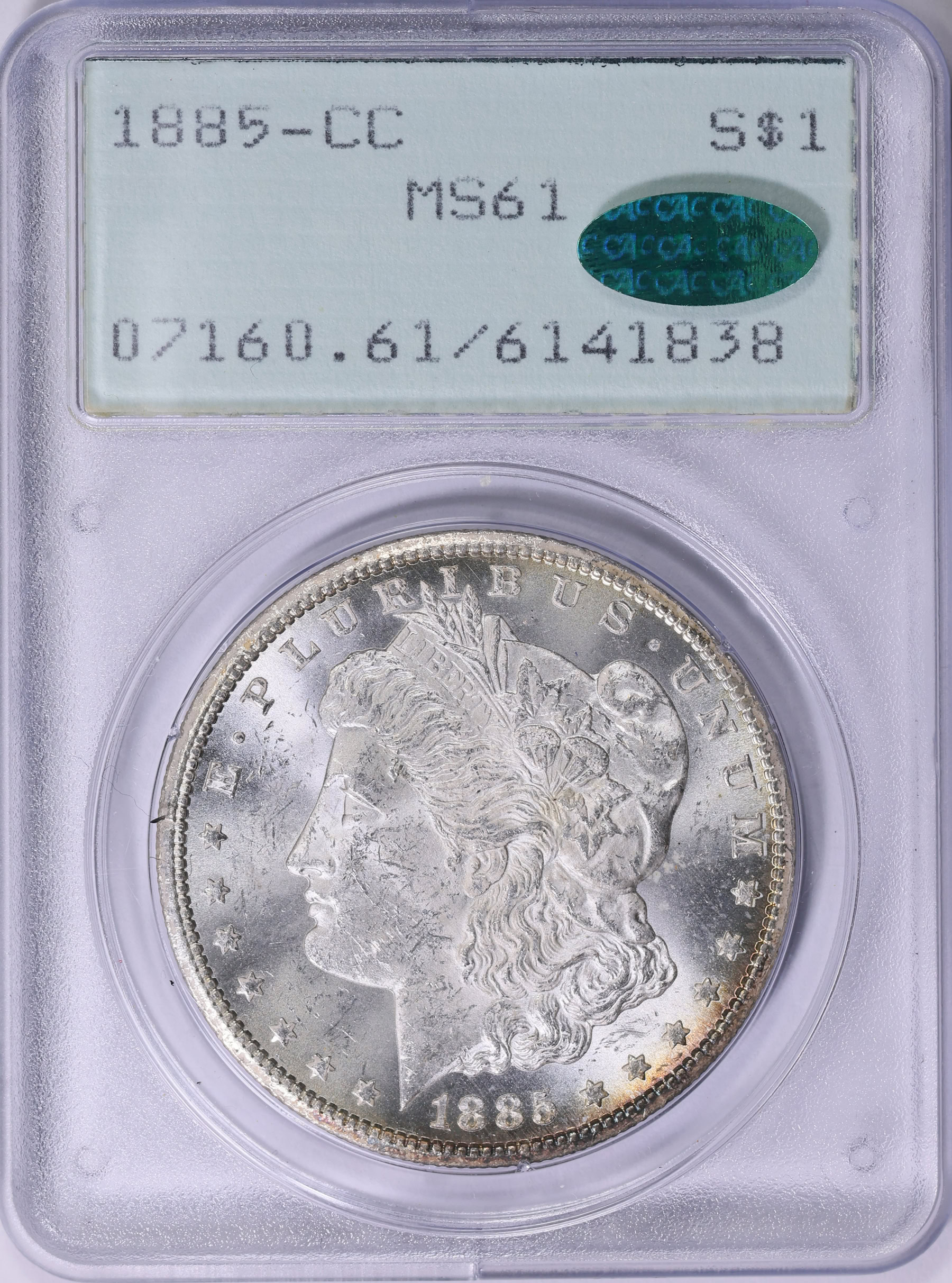 1885-CC Morgan Silver Dollar PCGS MS-61 (CAC Green) OGH (1st Gen) (Item 1783060 ...