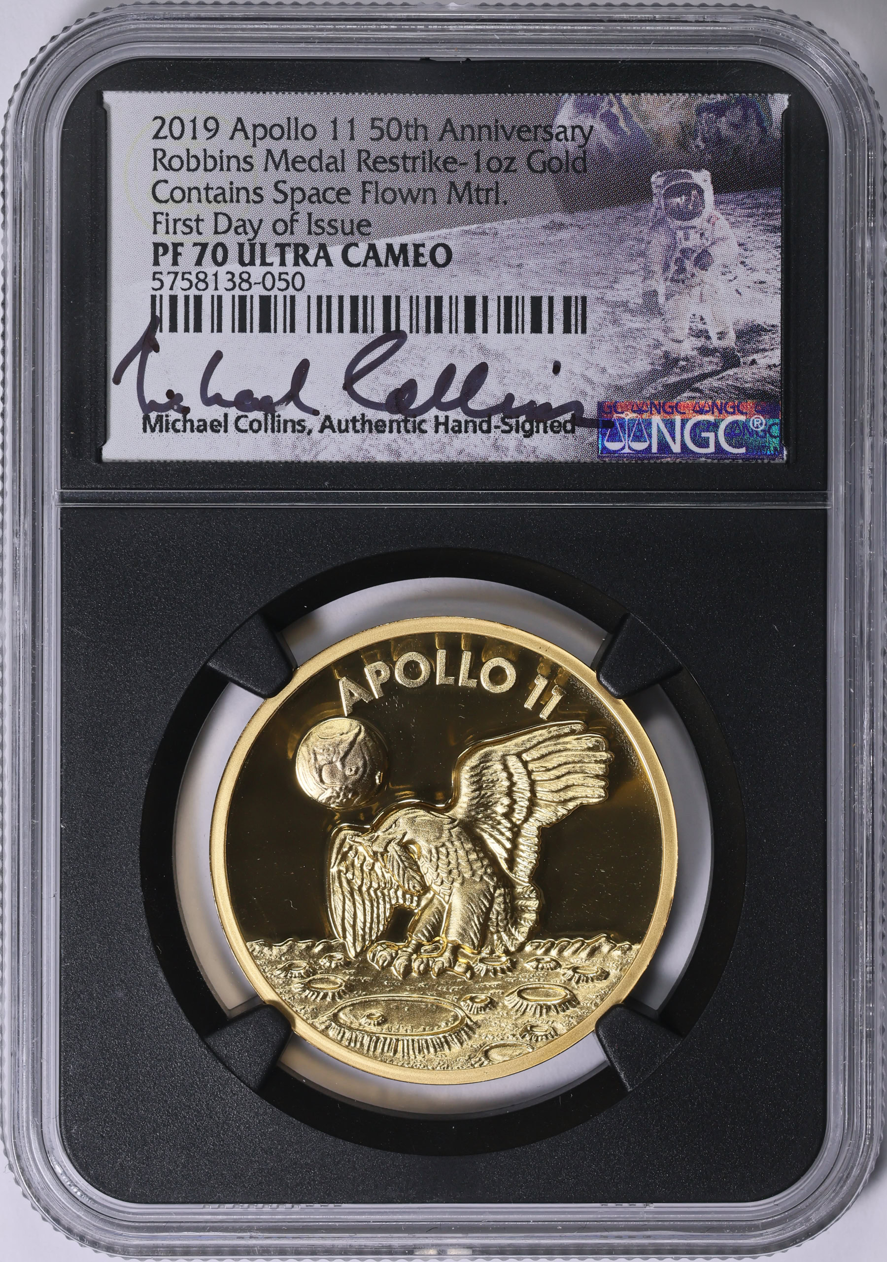 2019 Gold 1oz Apollo 11 50th Anniversary Robbins Medal Restrike ...