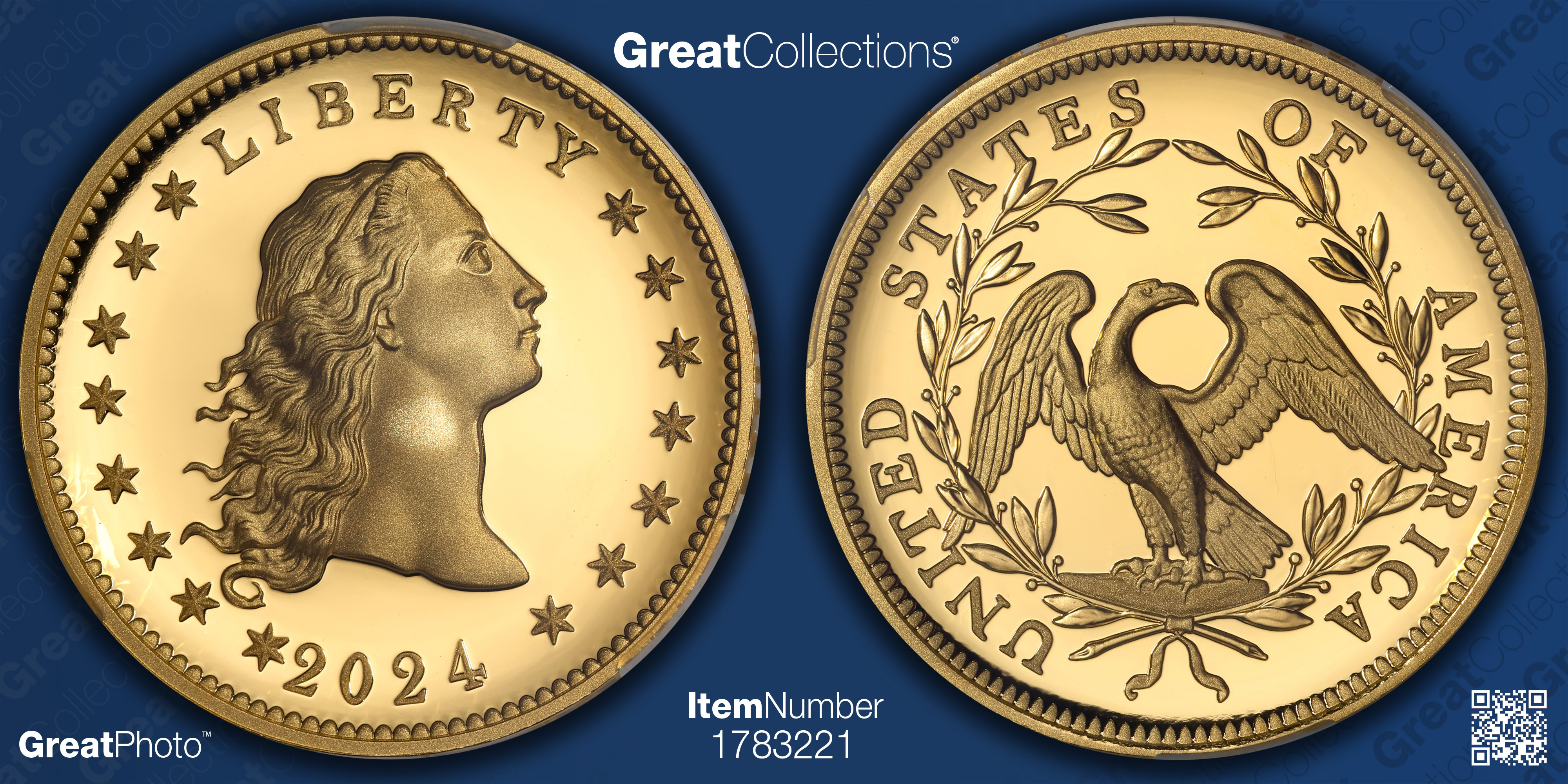 2024 Flowing Hair High Relief Gold Dollar 230th Anniversary First Day ...