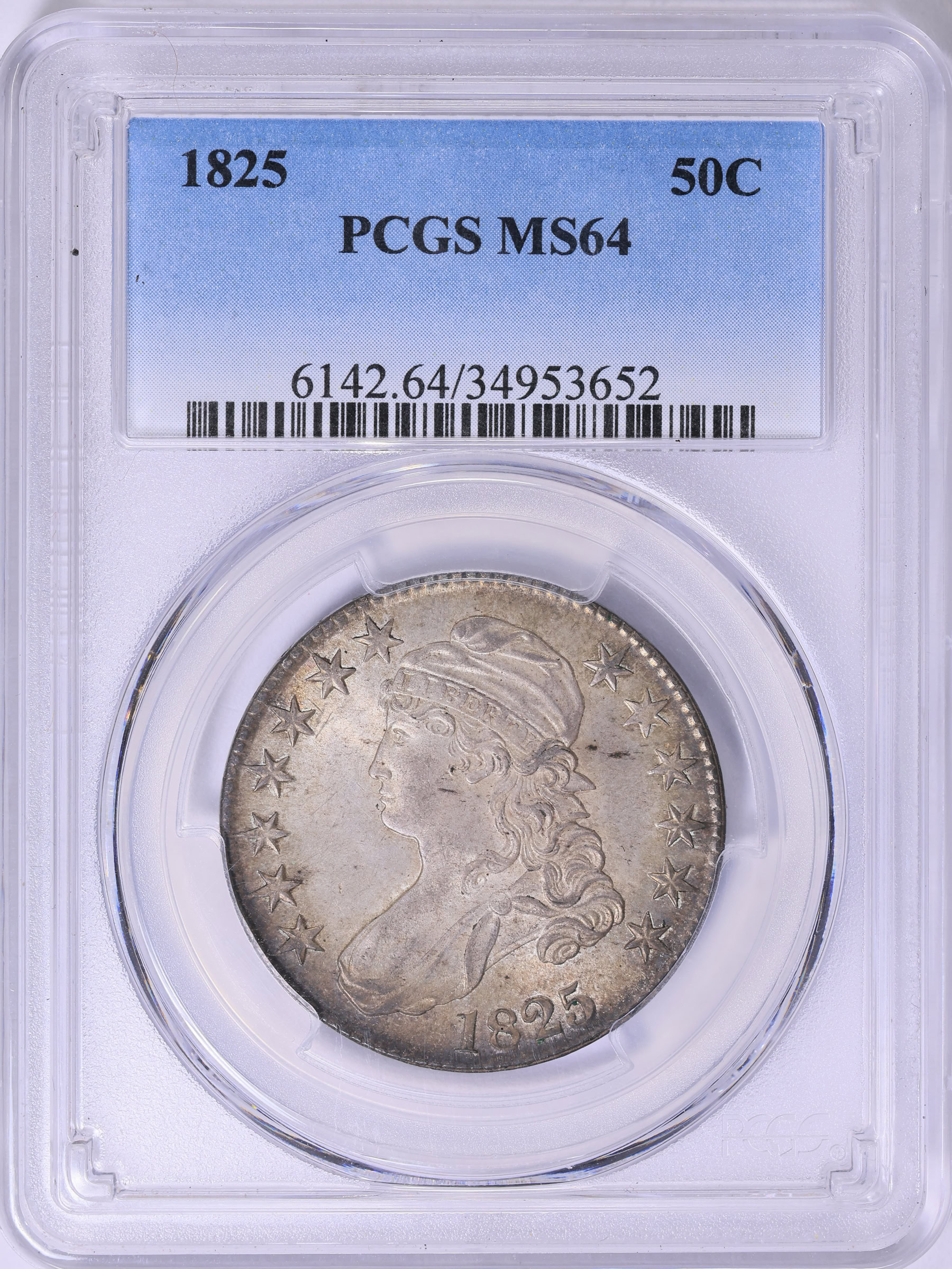 1825 Capped Bust Half Dollar PCGS MS-64 (Toned) (Item 1783251) | GreatCollections Coin Auctions