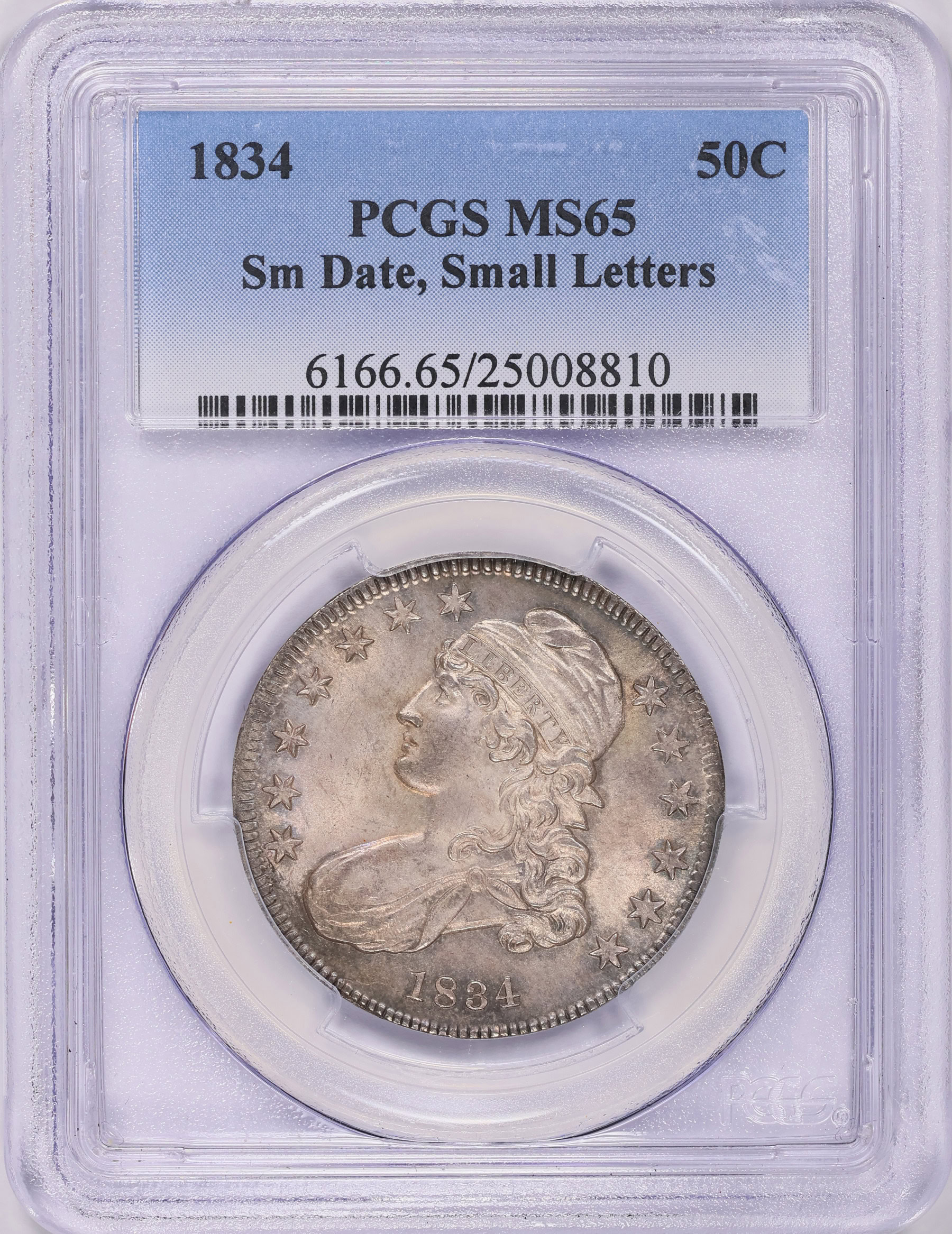 1834 Capped Bust Half Dollar Small Date, Small Letters PCGS MS-65 (Toned) (Item 1783260 ...