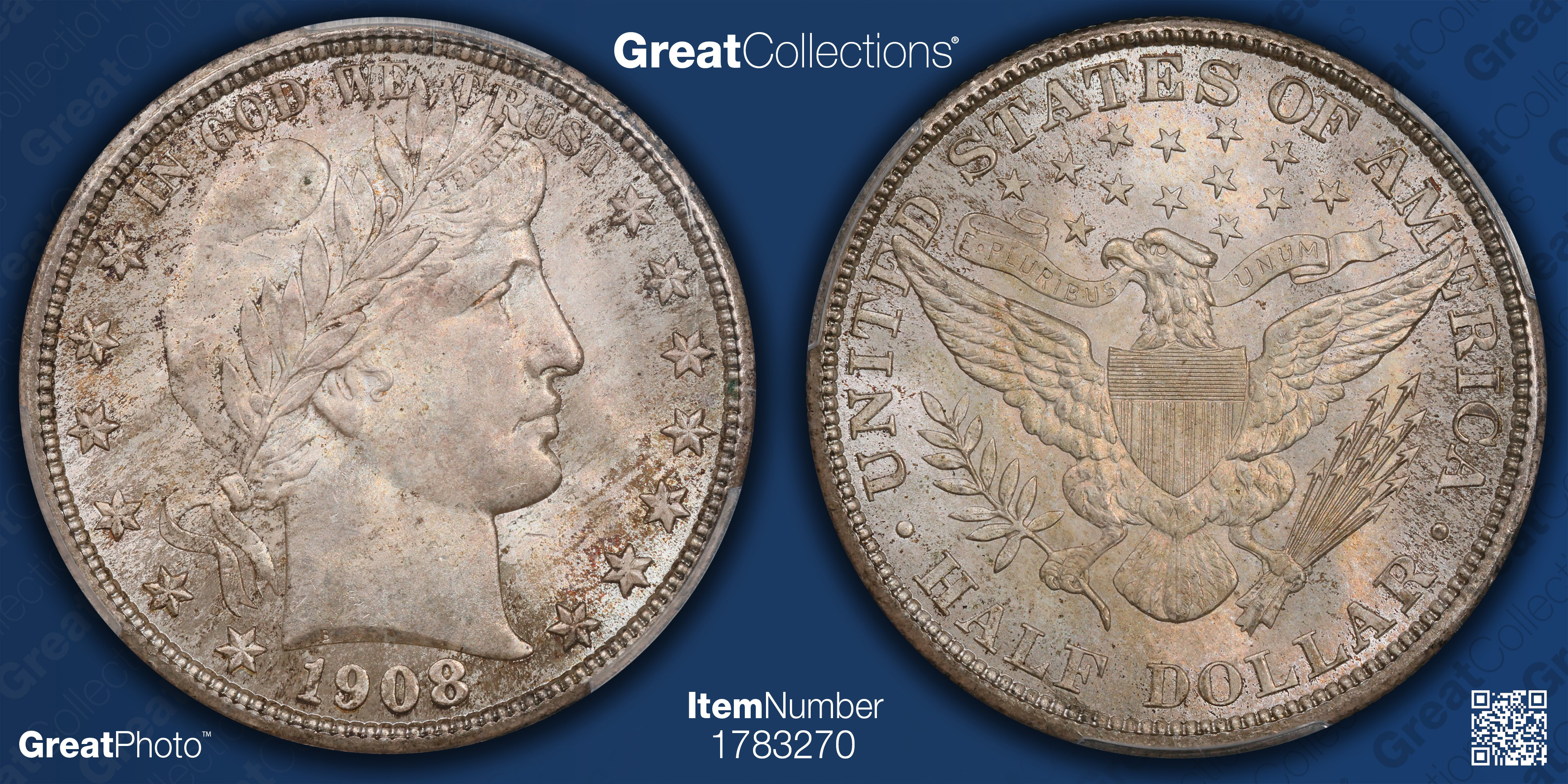 1908 Barber Half Dollar PCGS MS-66 (Toned) (Item 1783270 ...