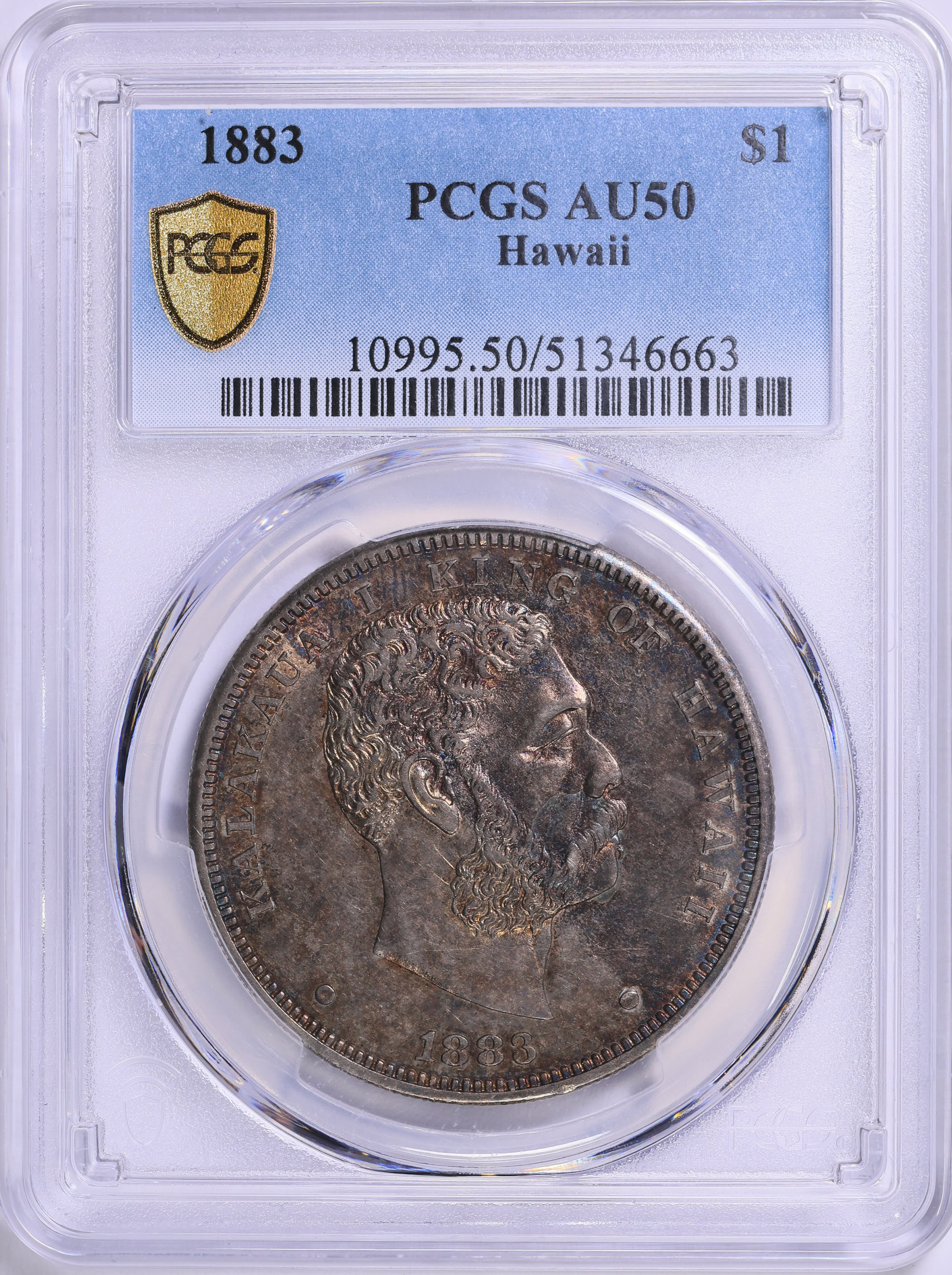 1883 Hawaii Silver Dollar PCGS AU-50 (Toned) (Item 1783273) | GreatCollections Coin Auctions
