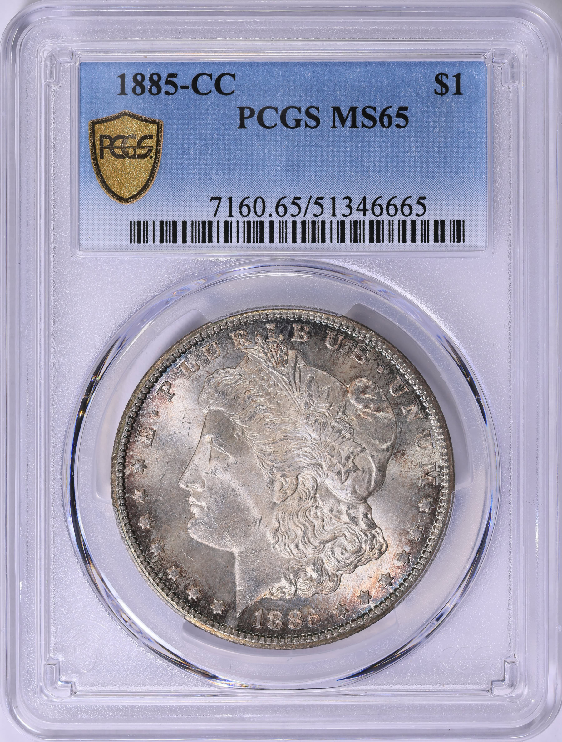 1885-CC Morgan Silver Dollar PCGS MS-65 (Toned) (Item 1783274) | GreatCollections Coin Auctions