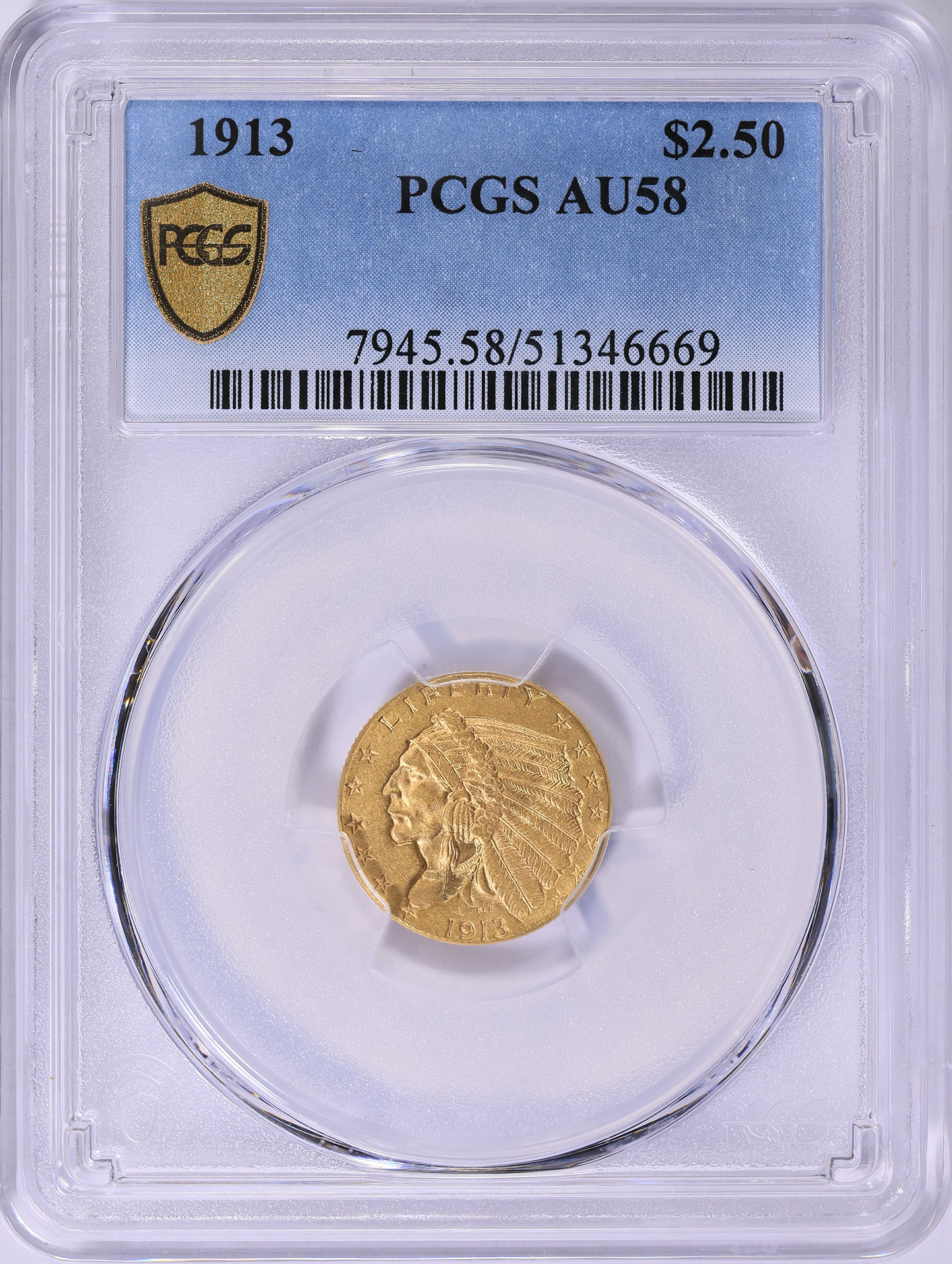 1913 Indian Gold Quarter Eagle PCGS AU-58 (Item 1783276) | GreatCollections Coin Auctions