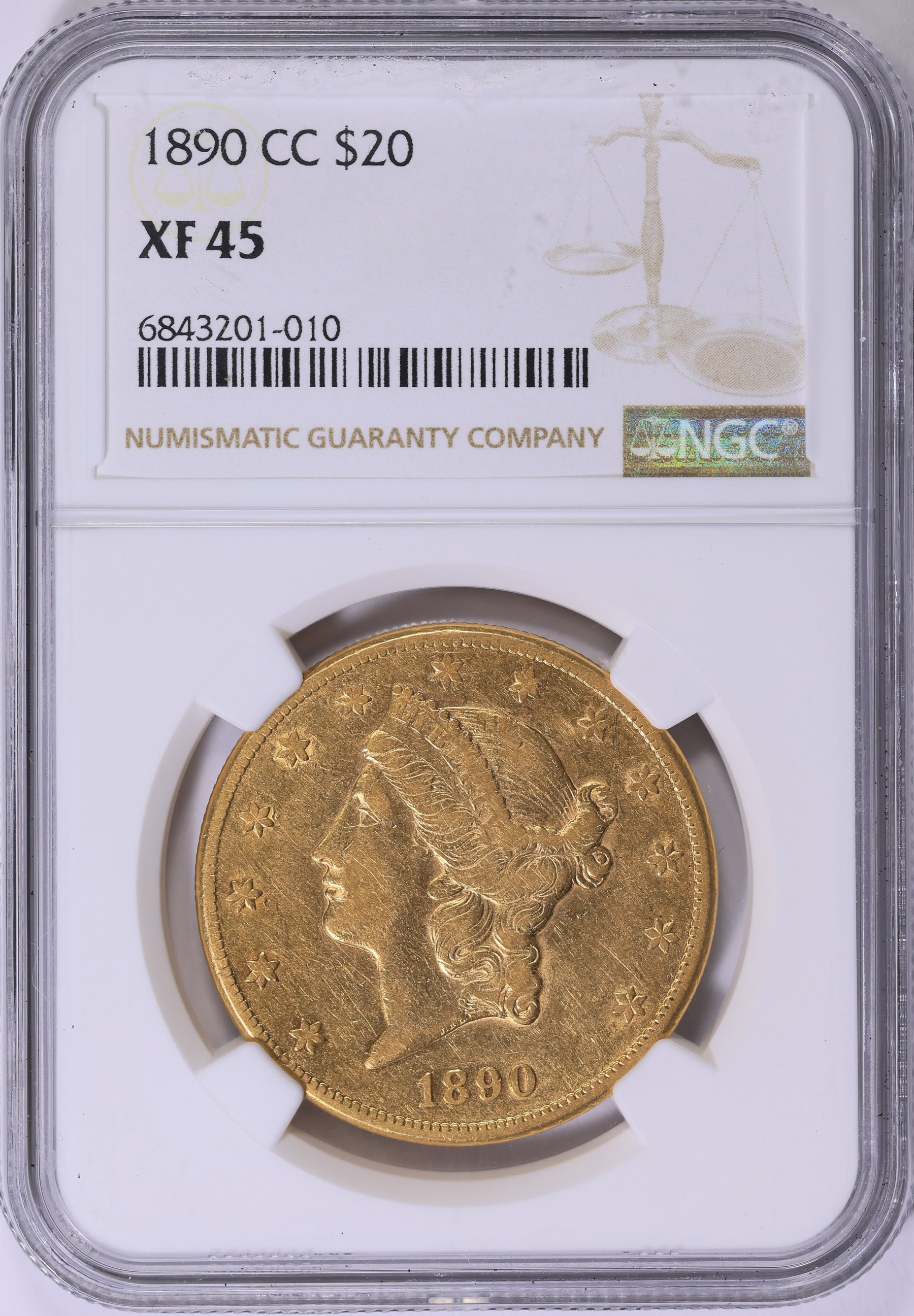 1890-CC Liberty Gold Double Eagle NGC XF-45 (Item 1783285) | GreatCollections Coin Auctions
