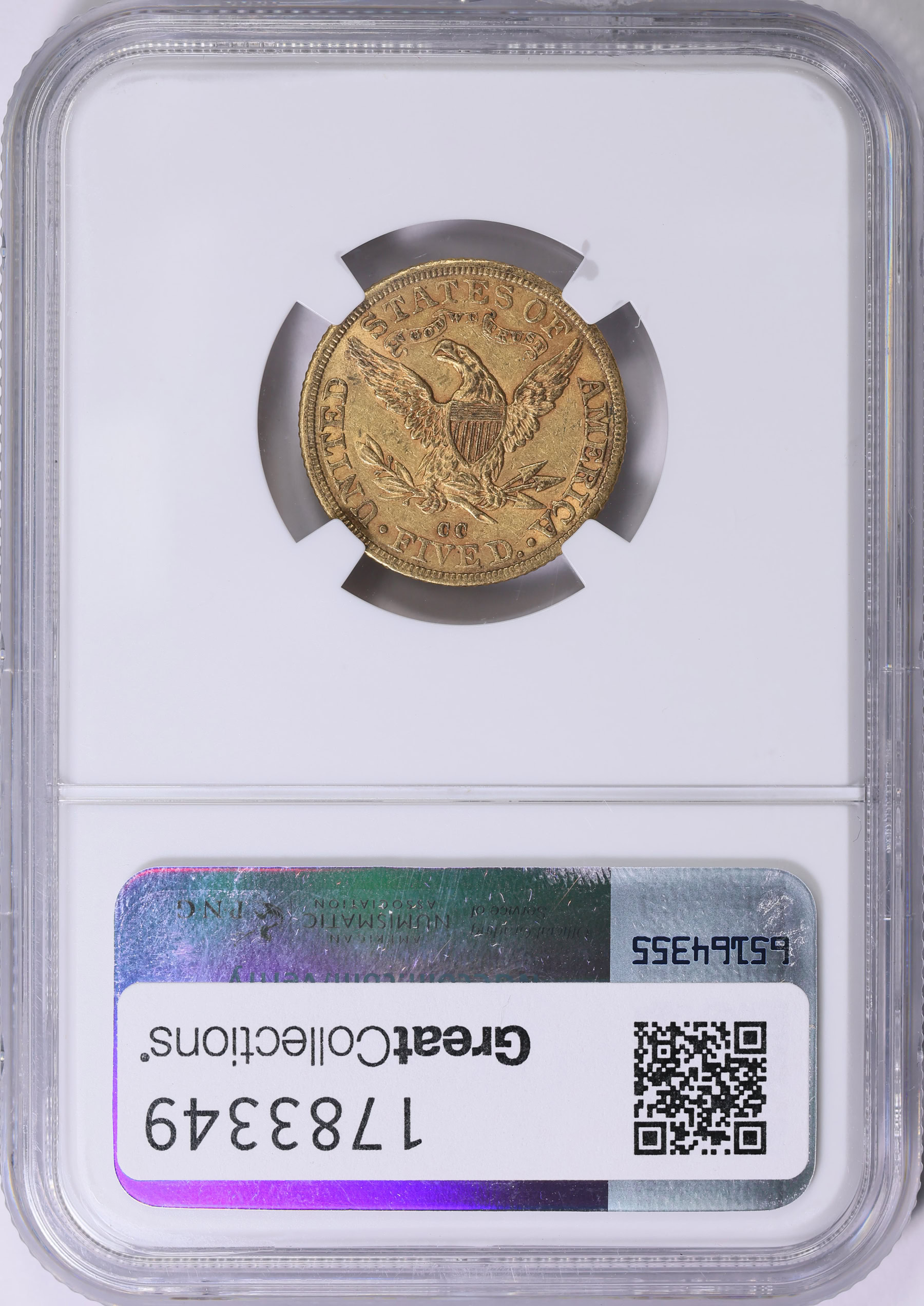 1892-CC Liberty Gold Half Eagle NGC AU-58 (CAC Green) (Item 1783349) | GreatCollections Coin ...
