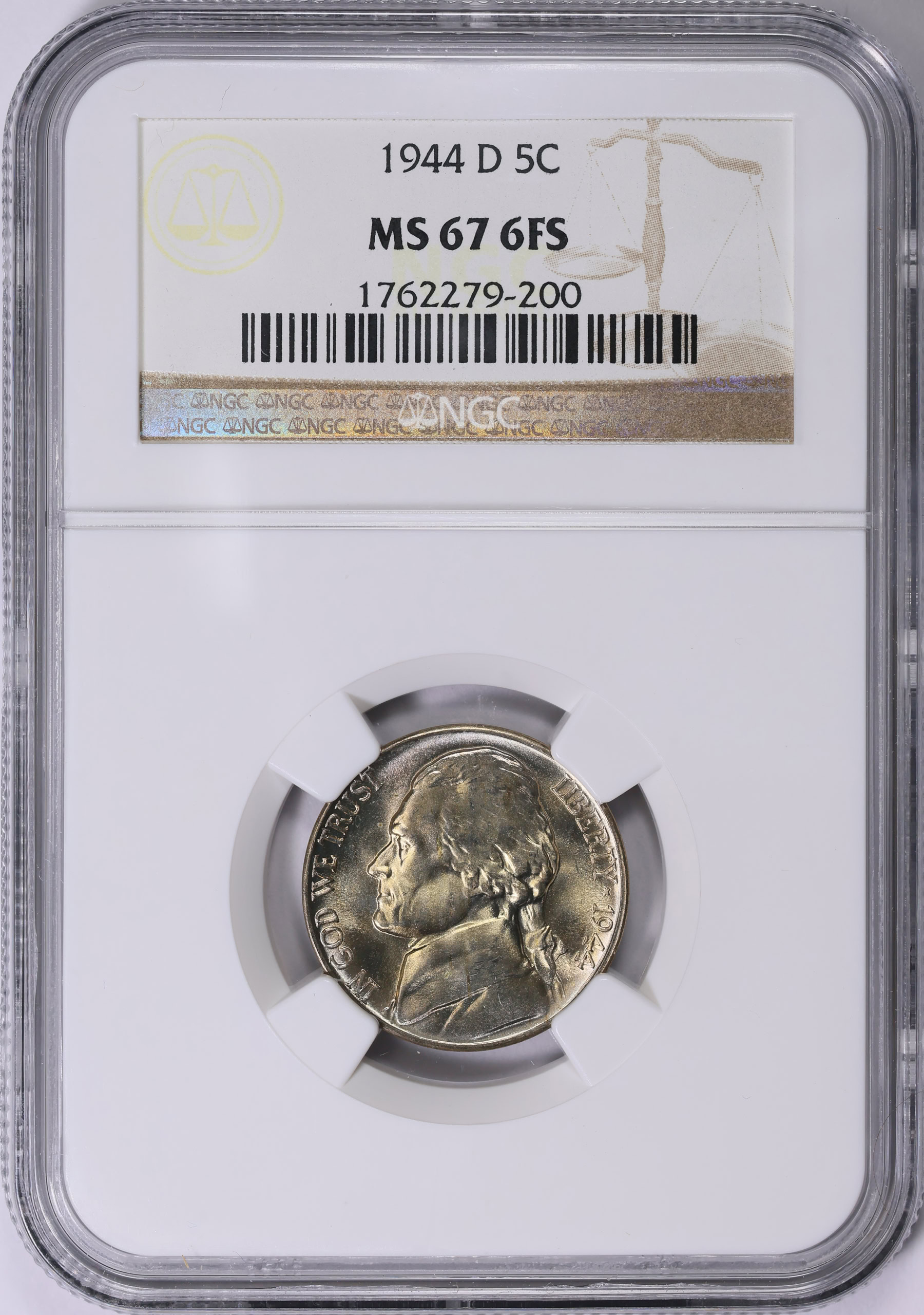 1944-D Jefferson Nickel NGC MS-67 6FS (Toned) (Item 1783409) | GreatCollections Coin Auctions