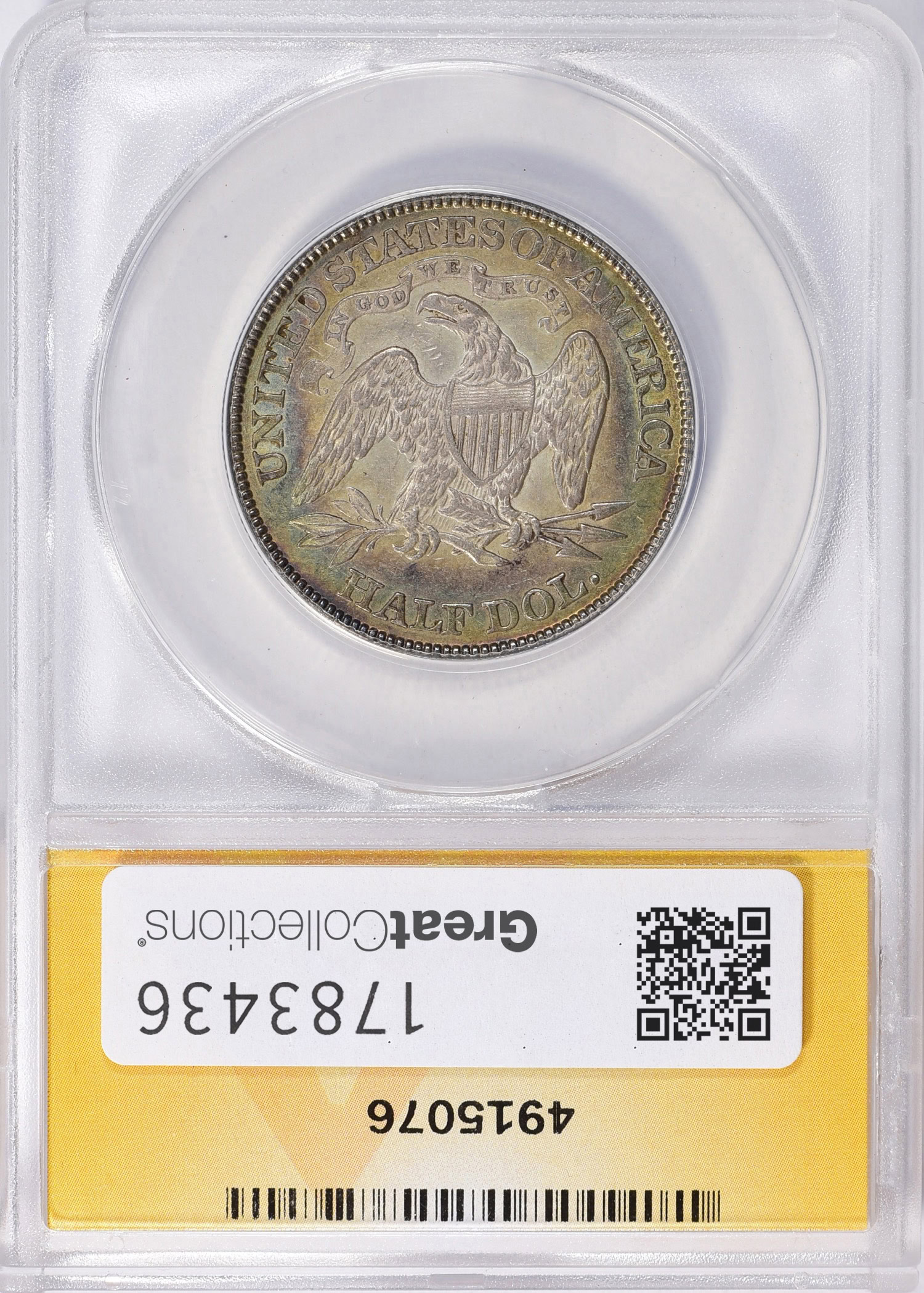 1876 Seated Liberty Half Dollar ANACS AU-50 (Toned) (Item 1783436) | GreatCollections Coin Auctions