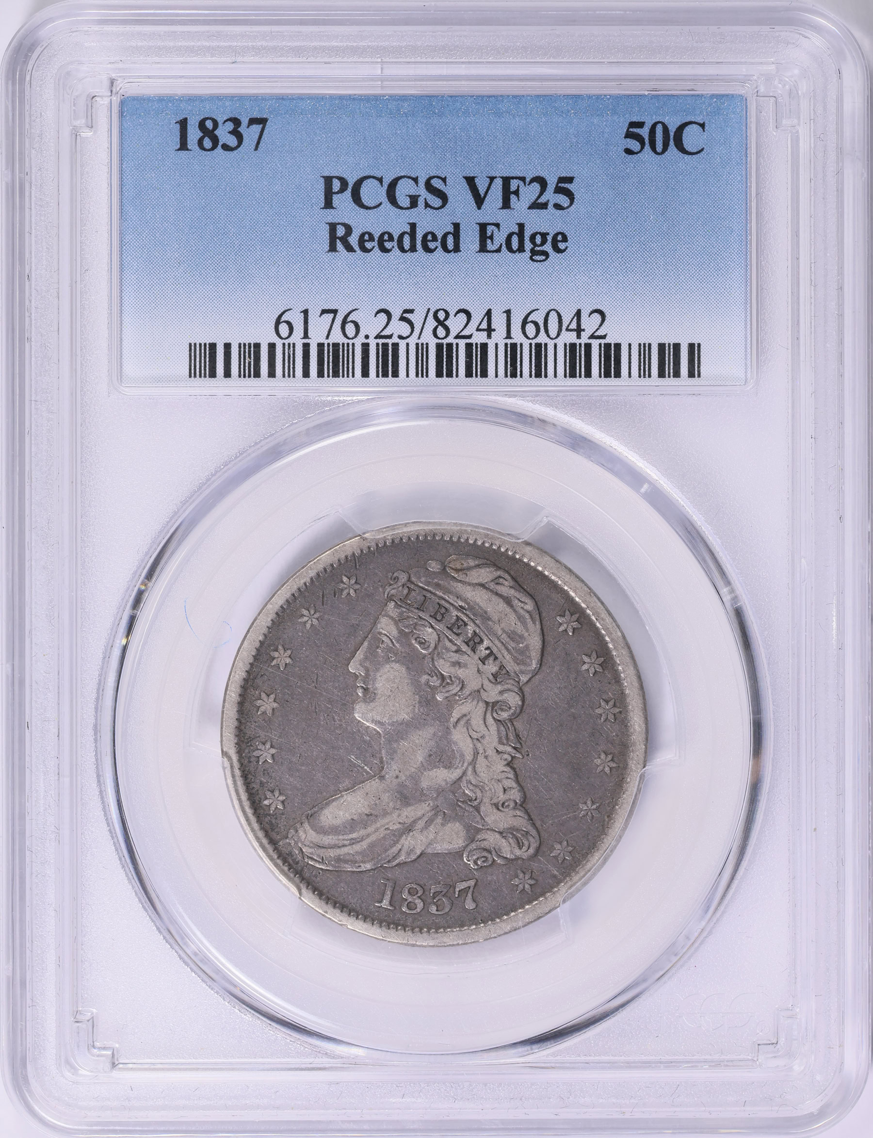 1837 Capped Bust Half Dollar Reeded Edge PCGS VF-25 (Item 1783442) | GreatCollections Coin Auctions