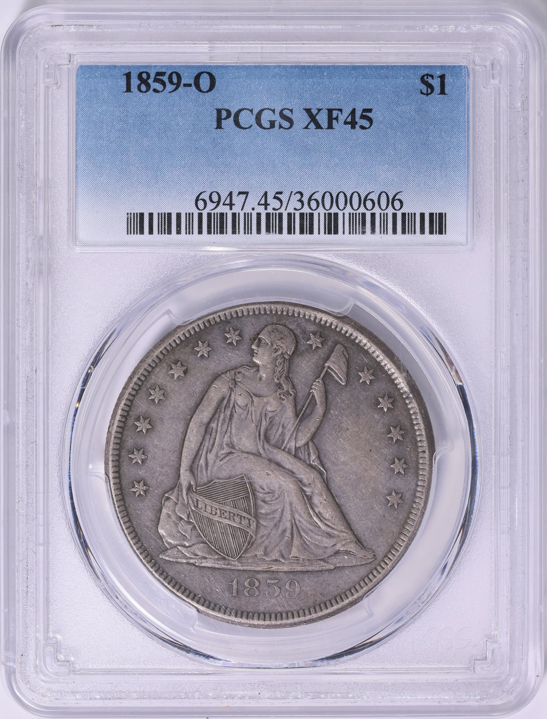 1859-O Seated Liberty Silver Dollar PCGS XF-45 (Item 1783448) | GreatCollections Coin Auctions