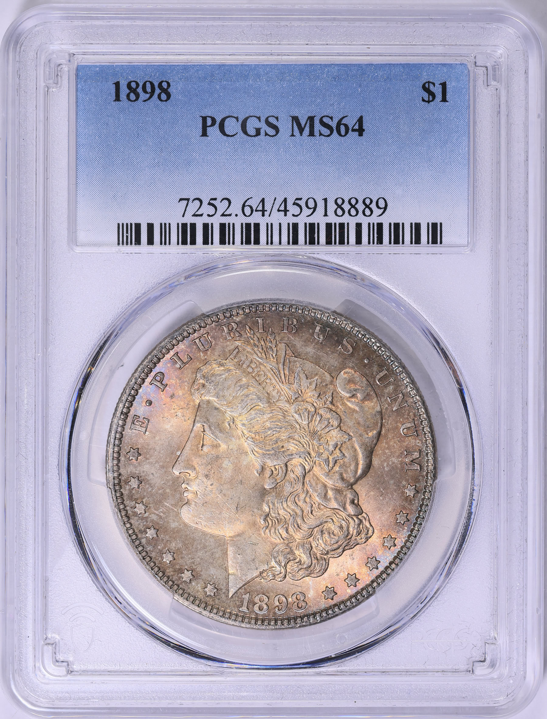 1898 Morgan Silver Dollar PCGS MS-64 (Toned) (Item 1783454) | GreatCollections Coin Auctions
