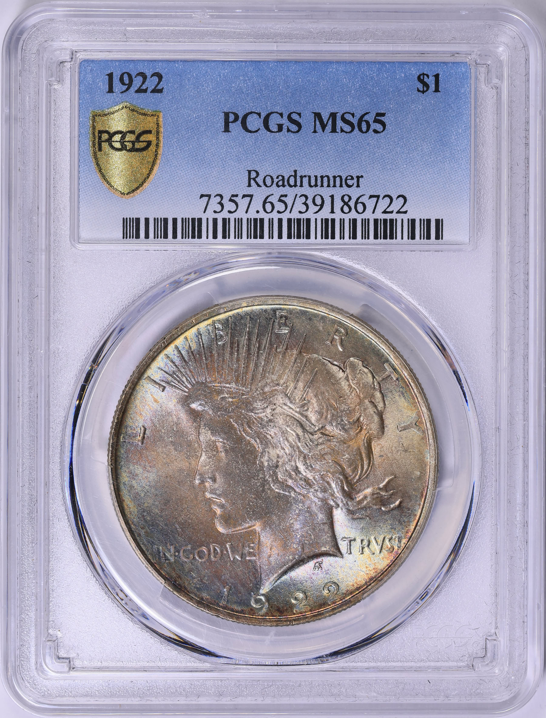 1922 Peace Silver Dollar PCGS MS-65 (Toned) (Roadrunner Collection ...