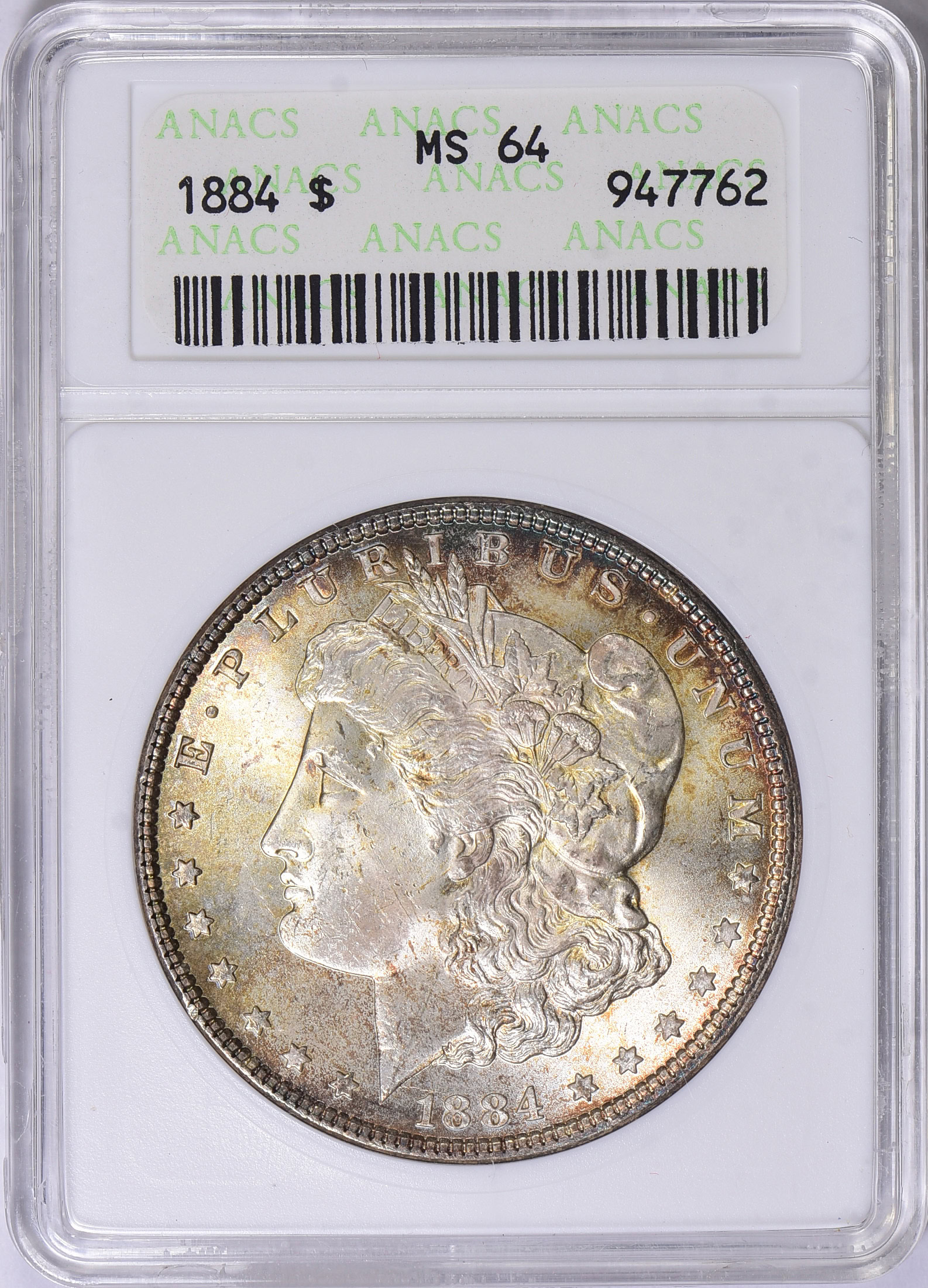 1884 Morgan Silver Dollar ANACS MS-64 OH (Toned) (Item 1783504) | GreatCollections Coin Auctions