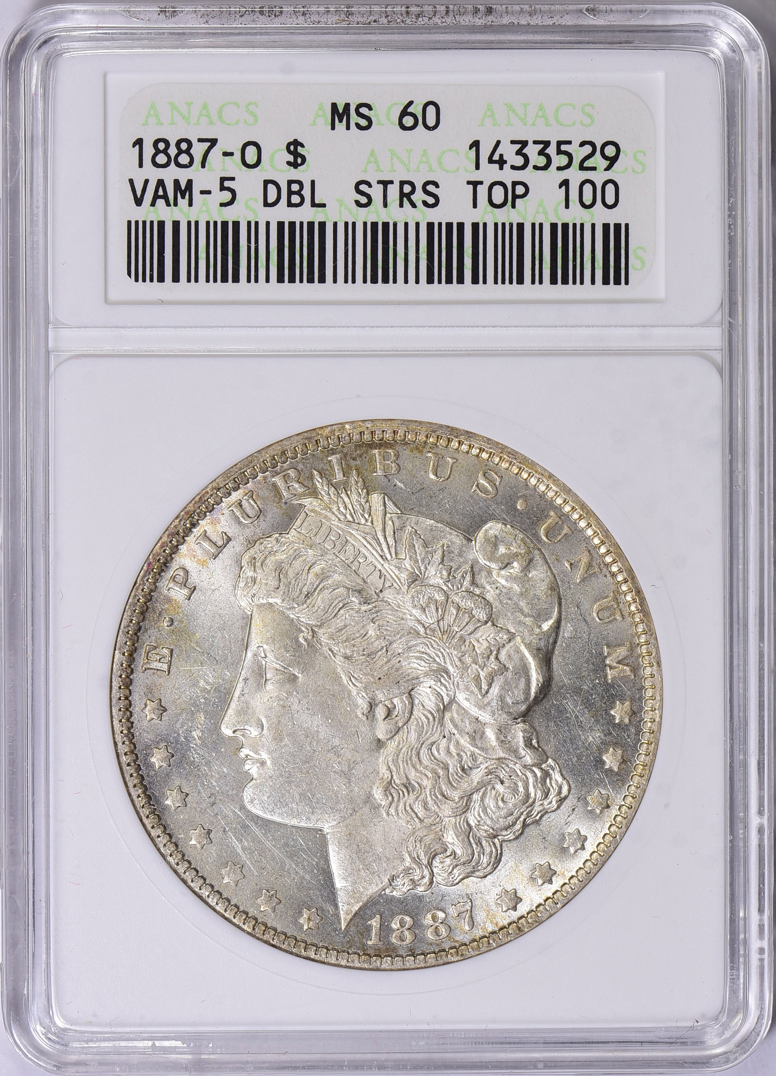 1887-O Morgan Silver Dollar Doubled Stars VAM-5 Top 100 ANACS MS-60 OH (Item 1783515 ...