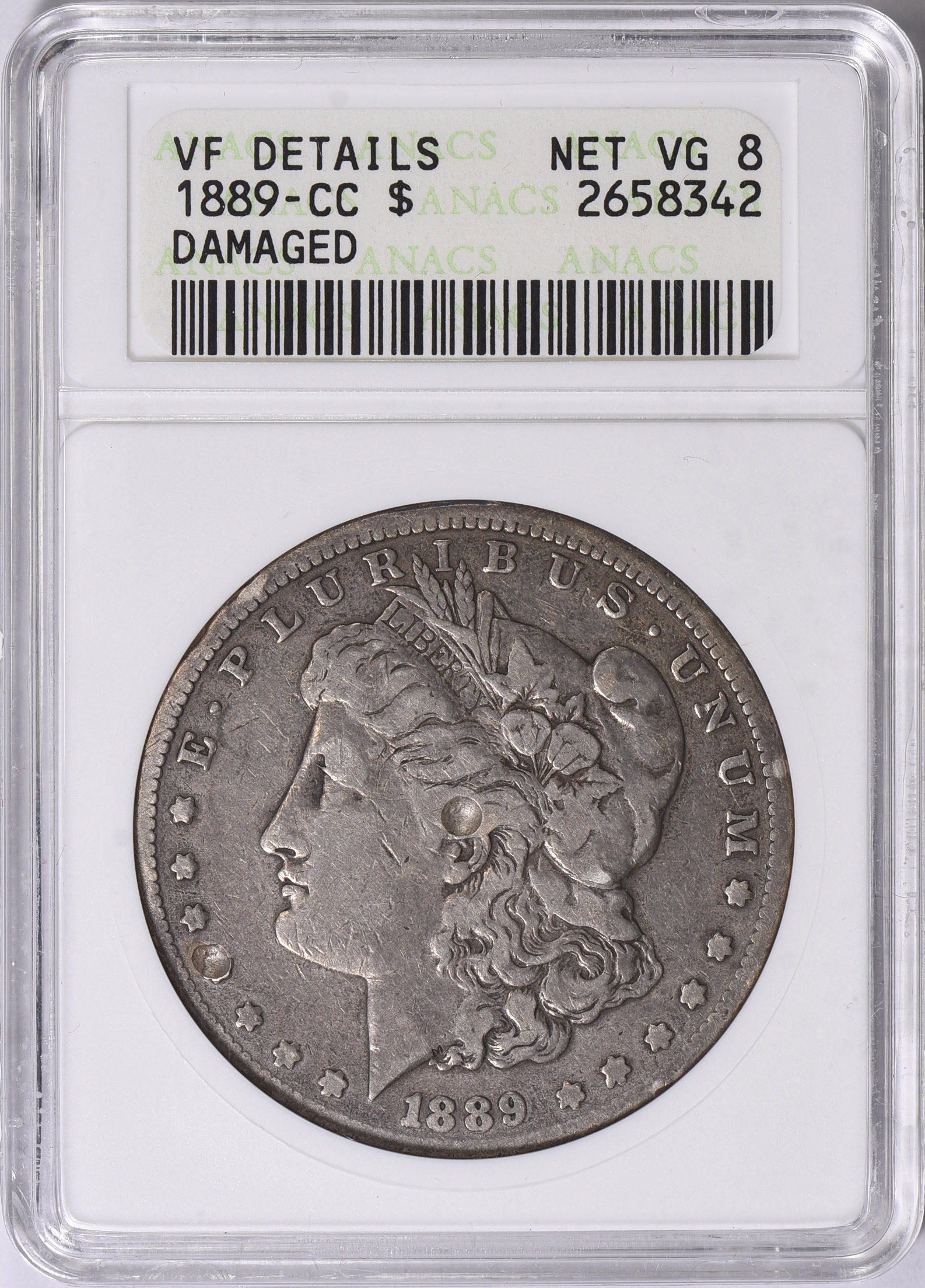 1889-CC Morgan Silver Dollar ANACS Net VG-08 VF Details OH (Item 1783523) | GreatCollections ...