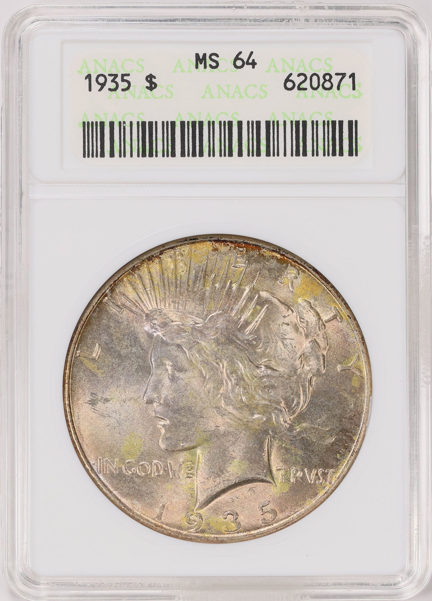 1935 Peace Silver Dollar ANACS MS-64 OH (Item 1783570) | GreatCollections Coin Auctions