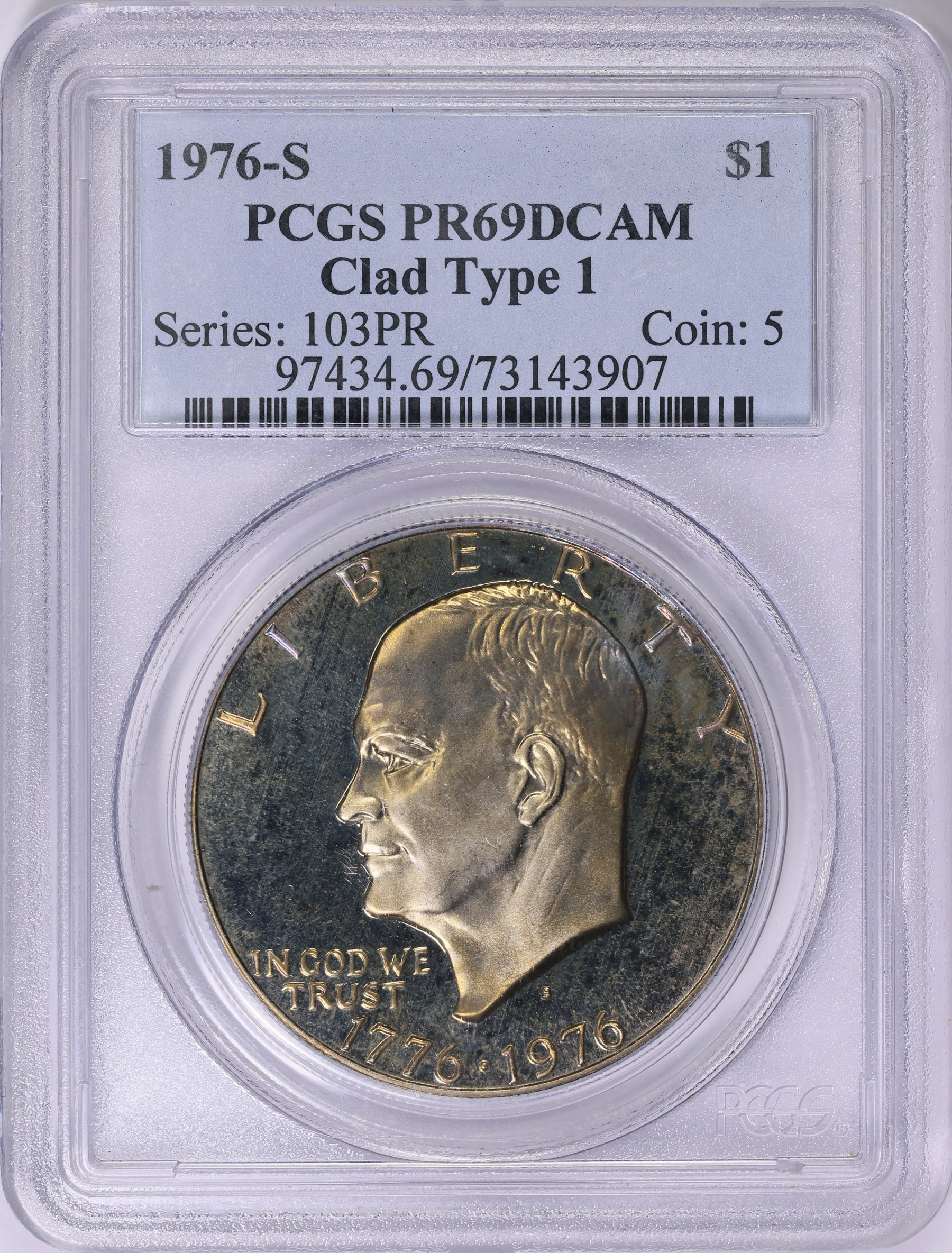 1976-S Eisenhower Dollar Clad Type 1 PCGS Proof-69 DCAM (Toned) (Item 1783656 ...